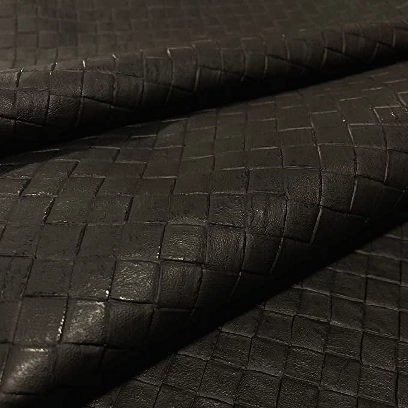 Embossed Faux Leather Basketweave Woven Vinyl Craft DIY and Upholstery Pleather Fabric by The Yard Black Walmart
