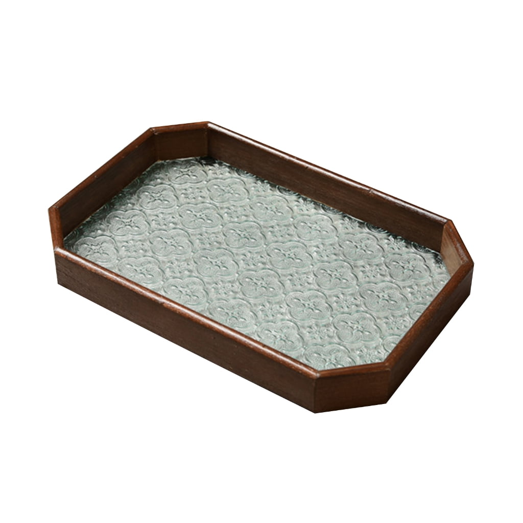 Embossed Glass Small Serving Tray Vintage Centerpiece Candle Holder ...