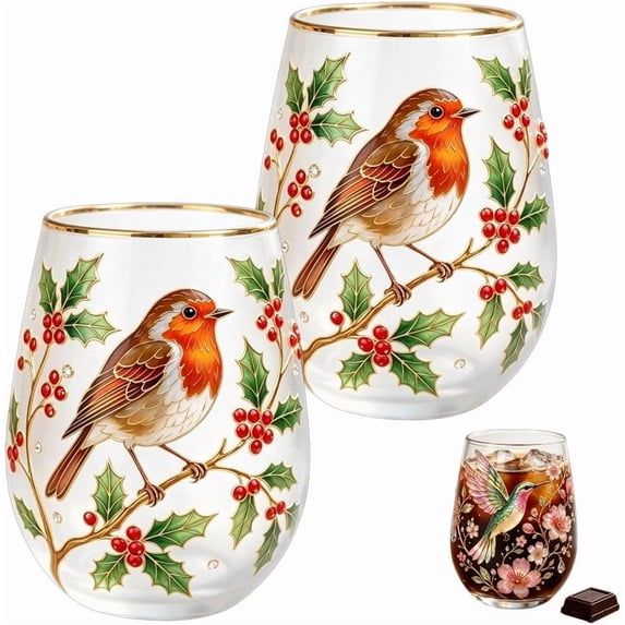 Embossed Glass Tea Cup Hummingbird Floral Gold Rim 14oz Clear Glass Mug ...