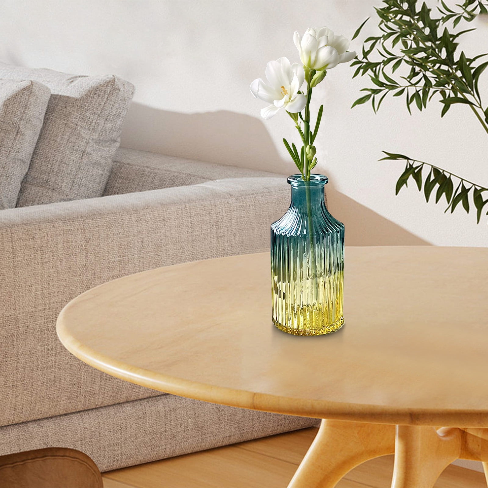 Embossed Glass Vase, Elegant Home Decor, Clear Glass Material, 8-inch ...