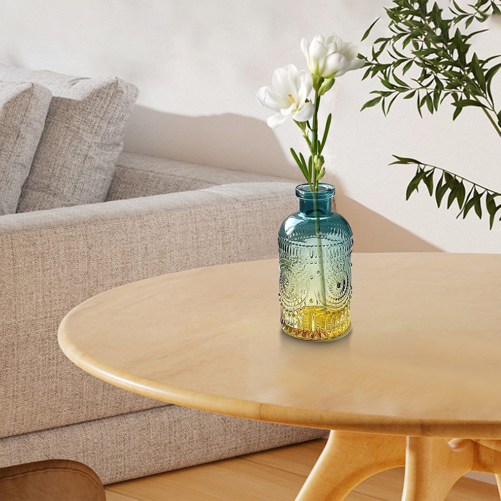 Embossed Glass Vase | Elegant Multicolor Decorative Flower Vase for ...