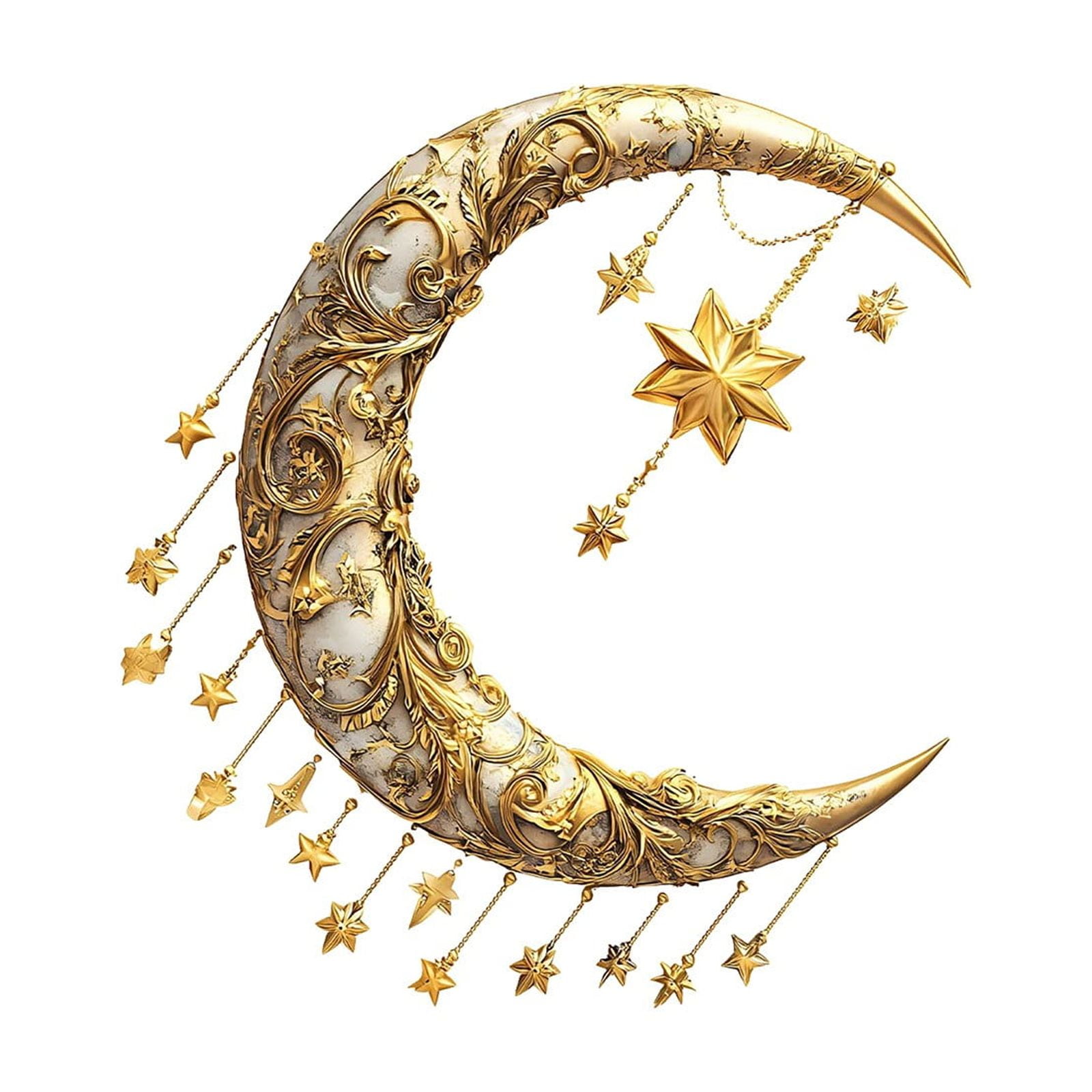 Embossed Moon And Star Hanging Wall Decoration 11.81 Inches Wide For ...