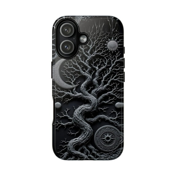 Embossed Moon Tree Phone Case Mystic Symbol Night Art for iPhone 17 to ...