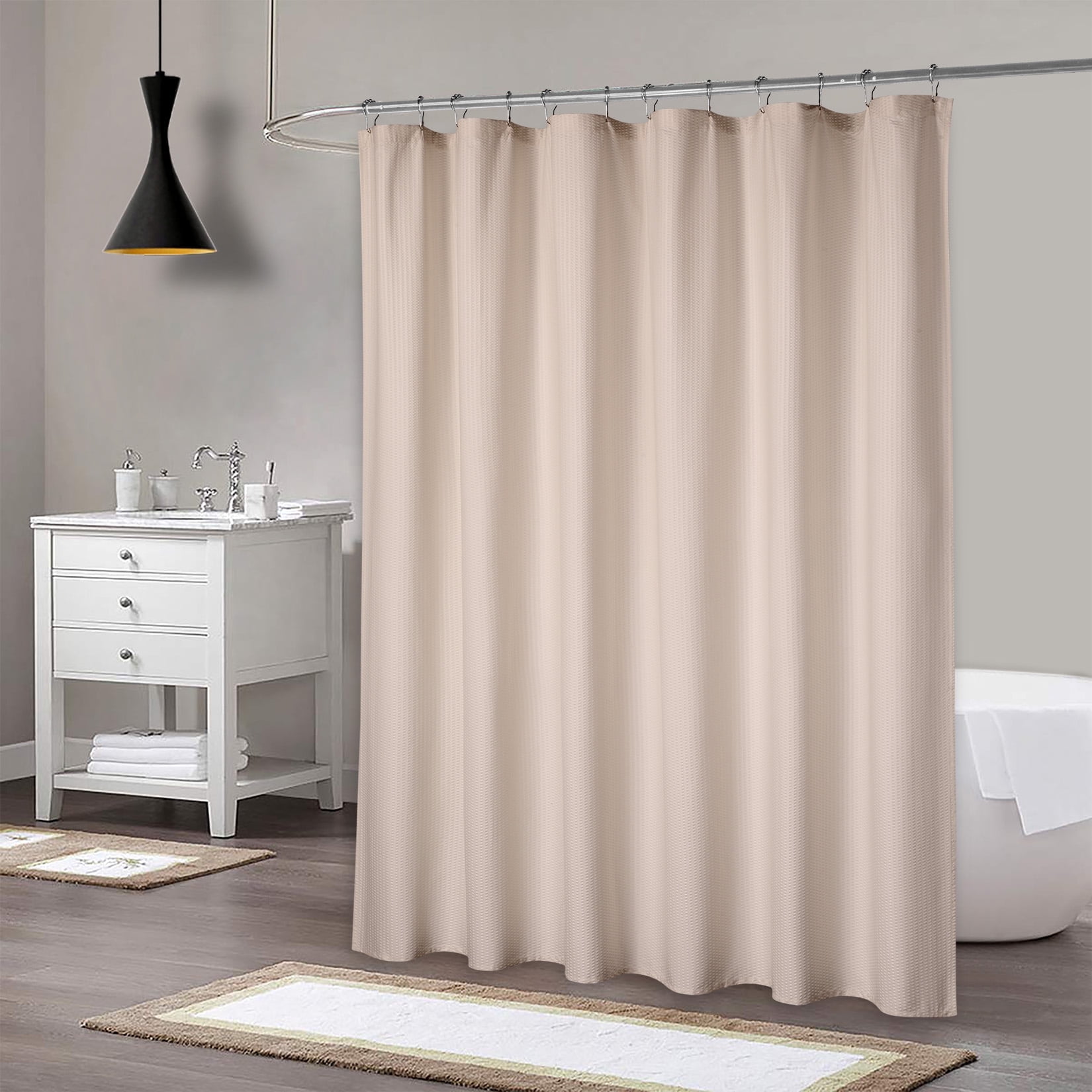 Embossed Pattern Tan Shower Curtain, 72"×72", Extra Long, Waterproof ...
