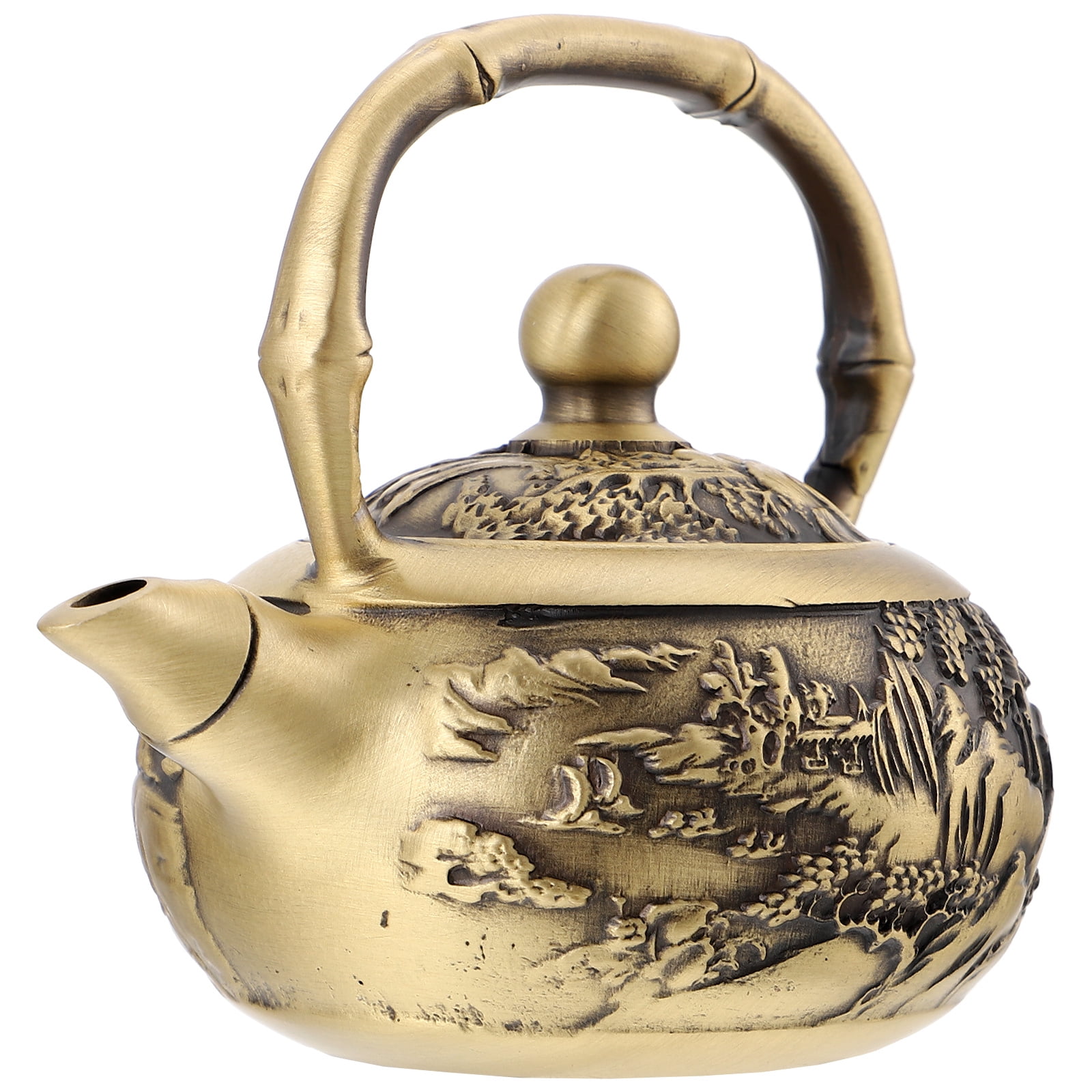Embossed Pattern Teapot Mini Figurine Gold Decor Water Kettle Vintage ...