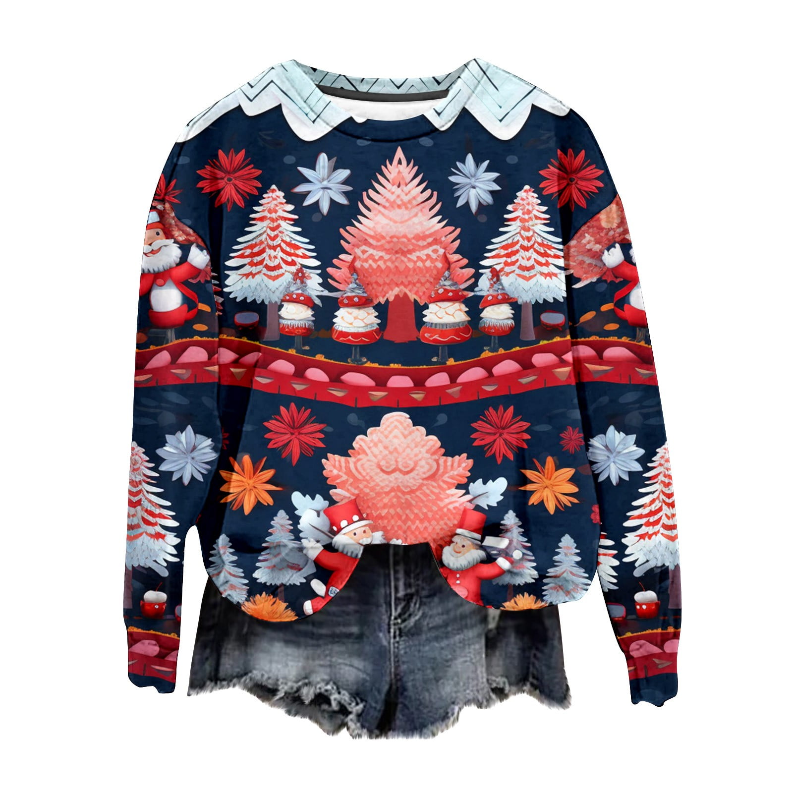 Embossed Pink Santa Sweatshirt for Men Graphic Sweatshirt Xmas Crew ...