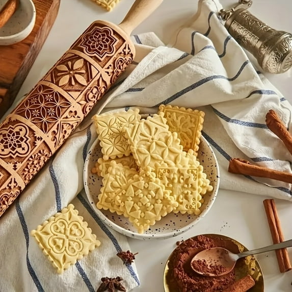 Embossed Rolling Pin, Window Pattern Textured Dough Rolling Pin for ...
