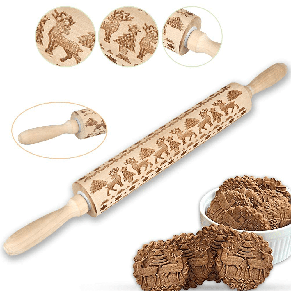 Embossed Rolling Pins for Christmas,Roll Pin Laser Engraved Rolling Pin ...