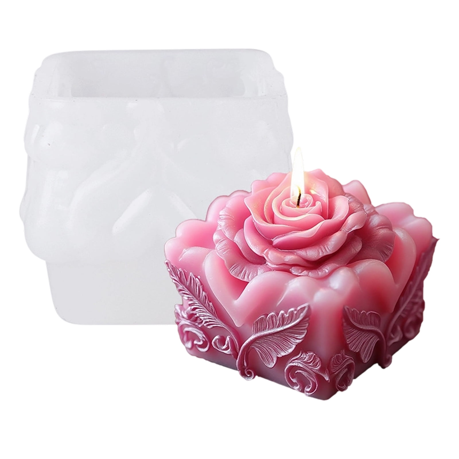 Embossed Rose Flower Silicone Mold for Handmade Epoxy Resin Soap ...