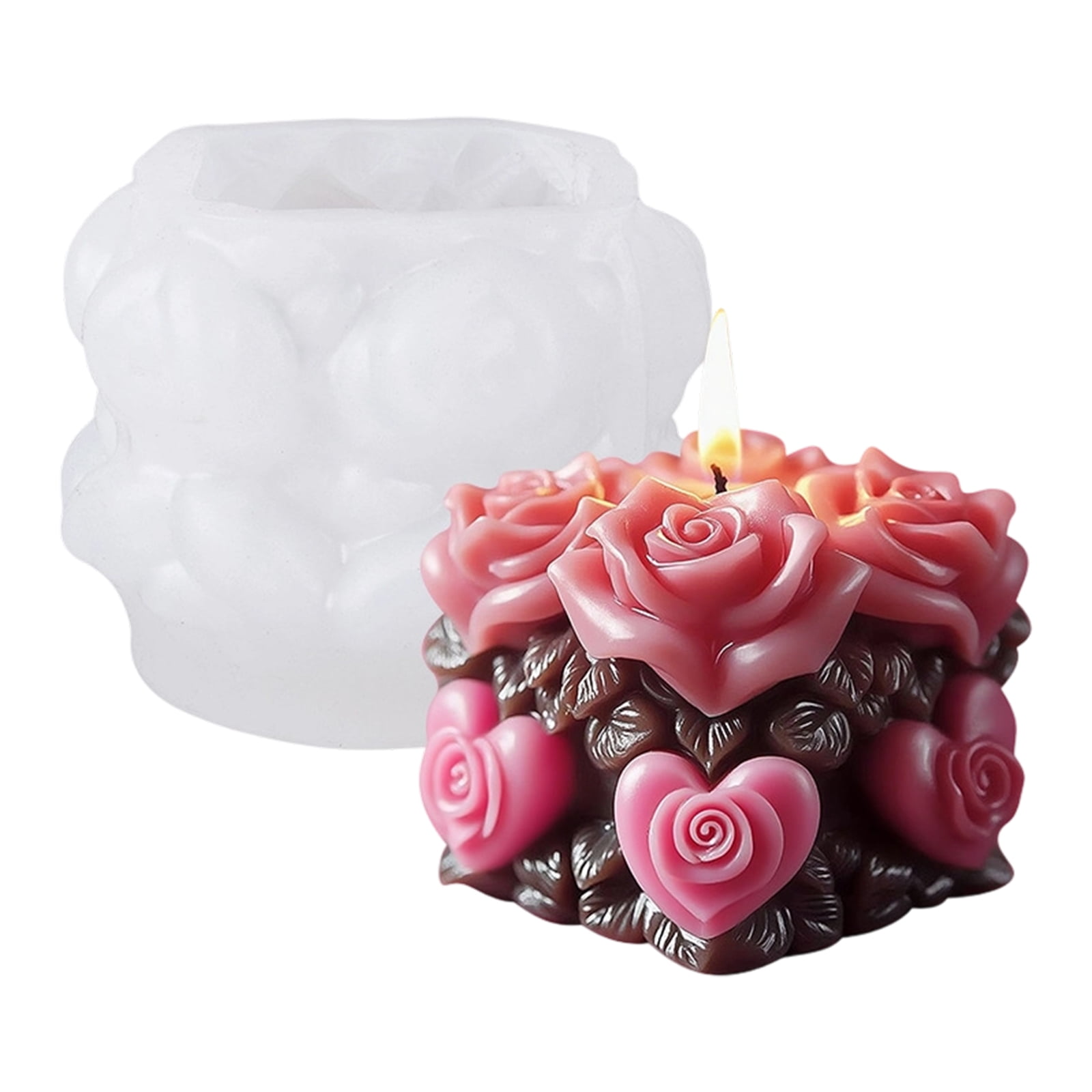 Embossed Rose Flower Silicone Mold for Handmade Epoxy Resin Soap ...