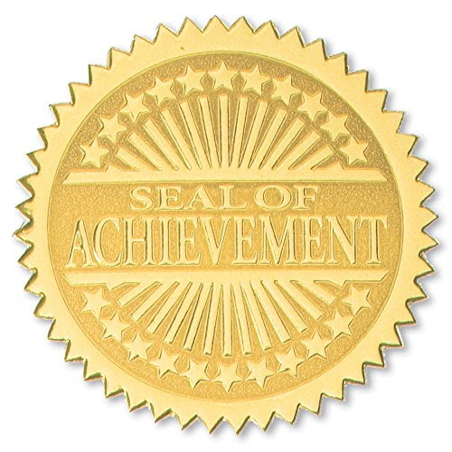Embossed Seal of Achievement Gold Foil Ribbon Certificate Seals, 2 Inch ...