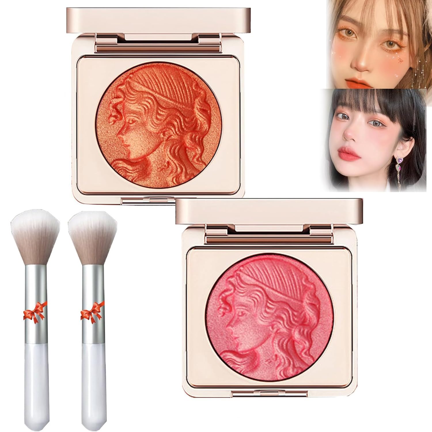 Embossed Smooth Powder Blush Palette for Cheeks, Long-Lasting Pigment ...