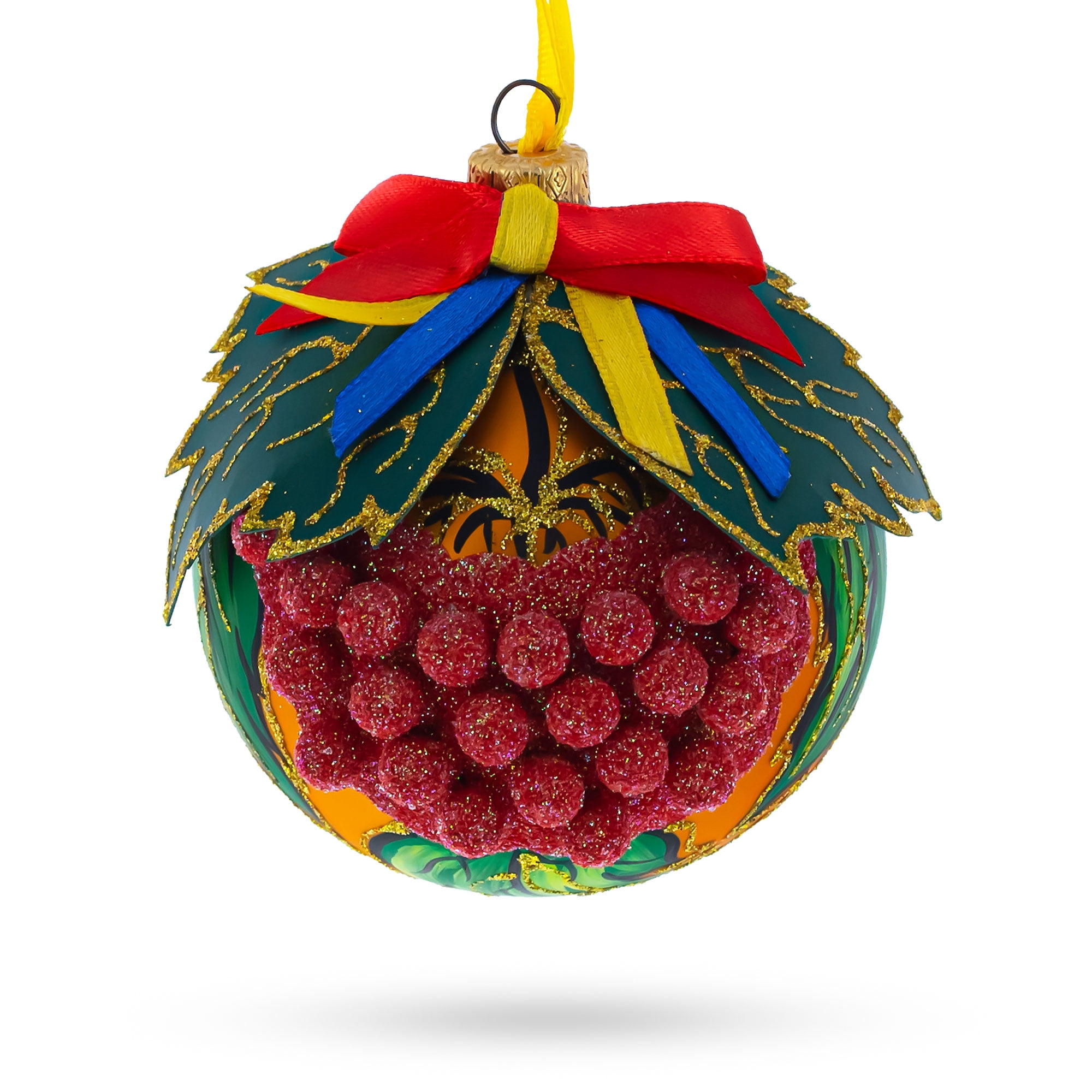 Embossed Ukrainian Kalyna Berries Glass Ball Christmas Ornament 3.25 ...