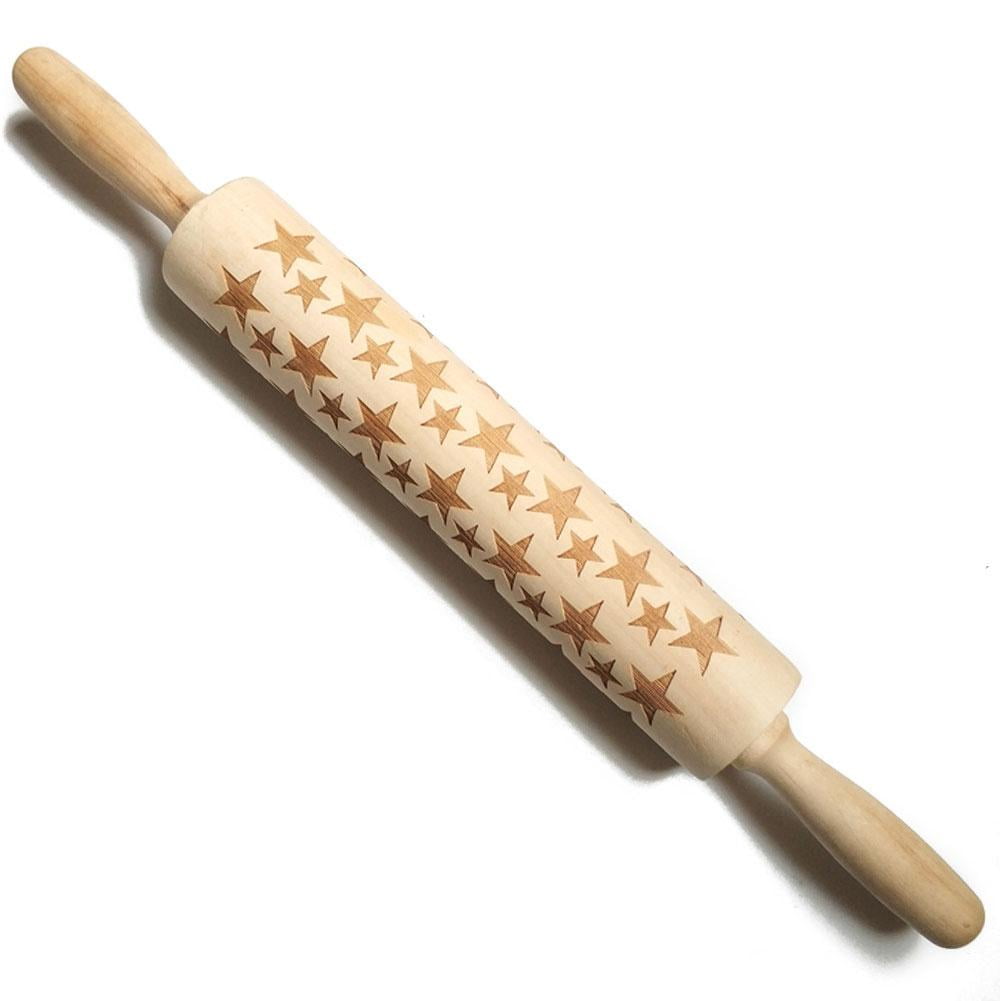 Embossed Wooden Rolling Pin for Baking, Wooden Laser Engraving ...