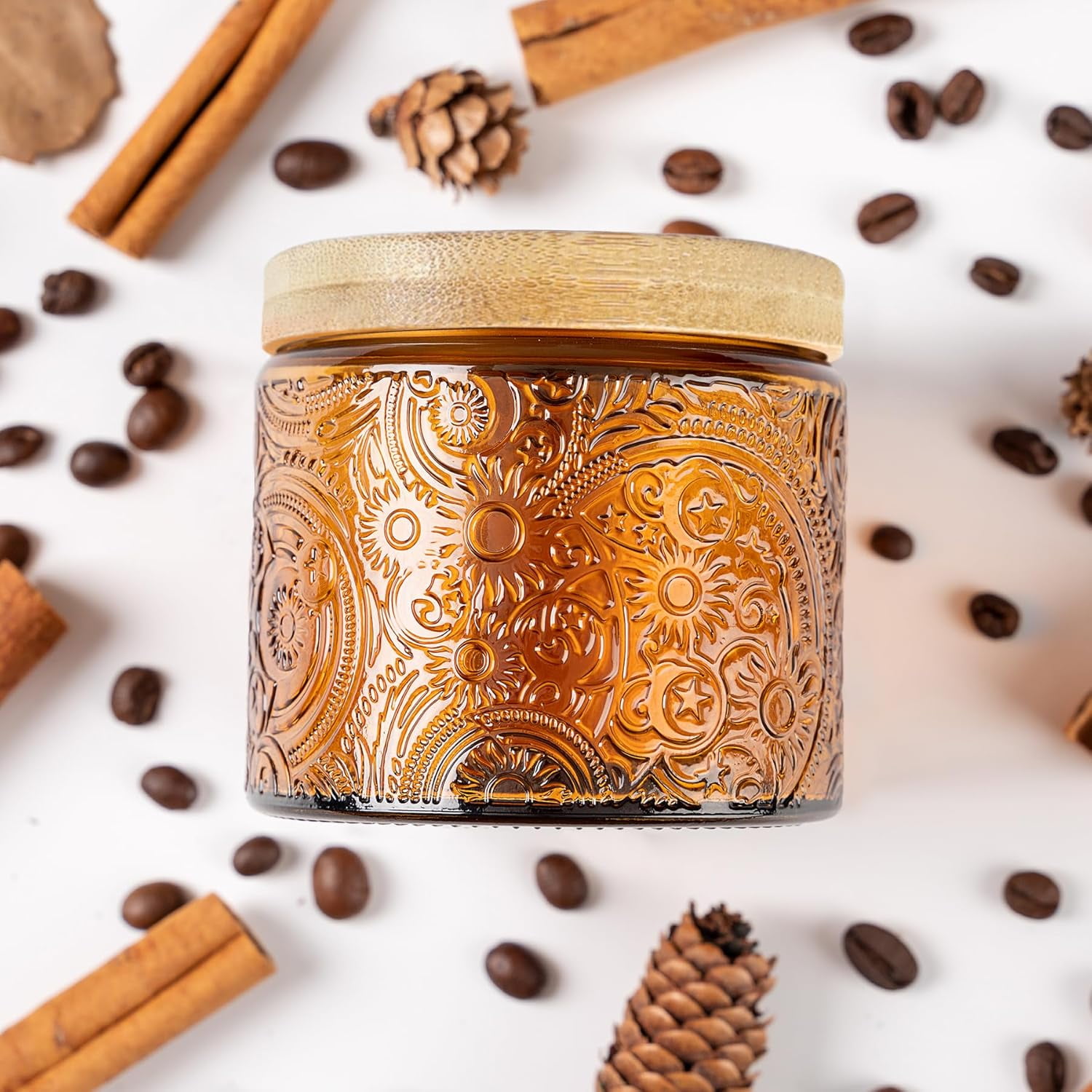Embossed glass candle container, used for making transparent candle ...