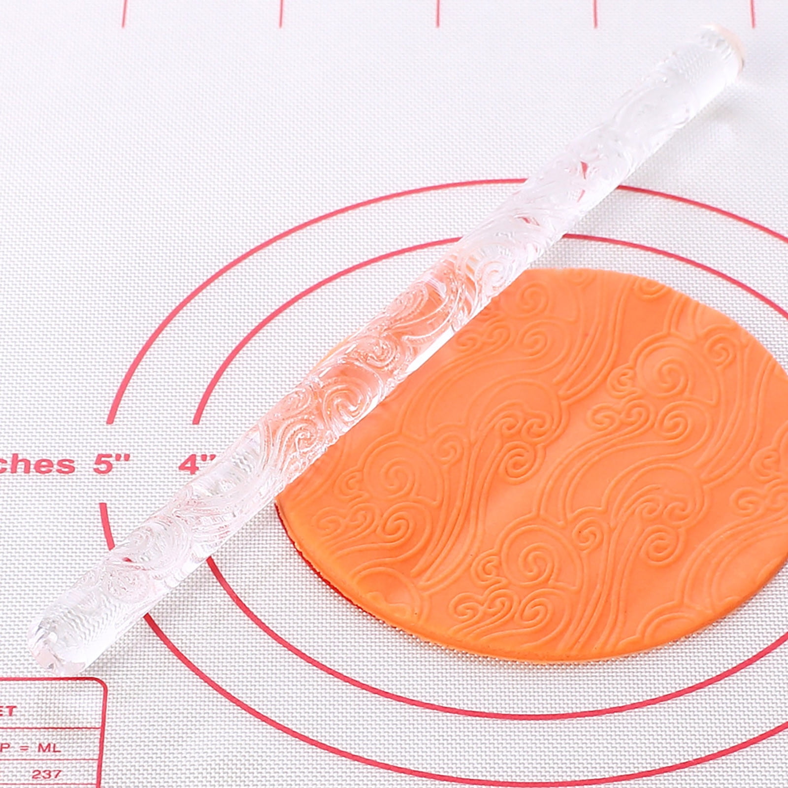 Embossing Acrylic Clear Rolling Pin Sea Wave Effect Texture Cake Decorating Baking Rolling Pin