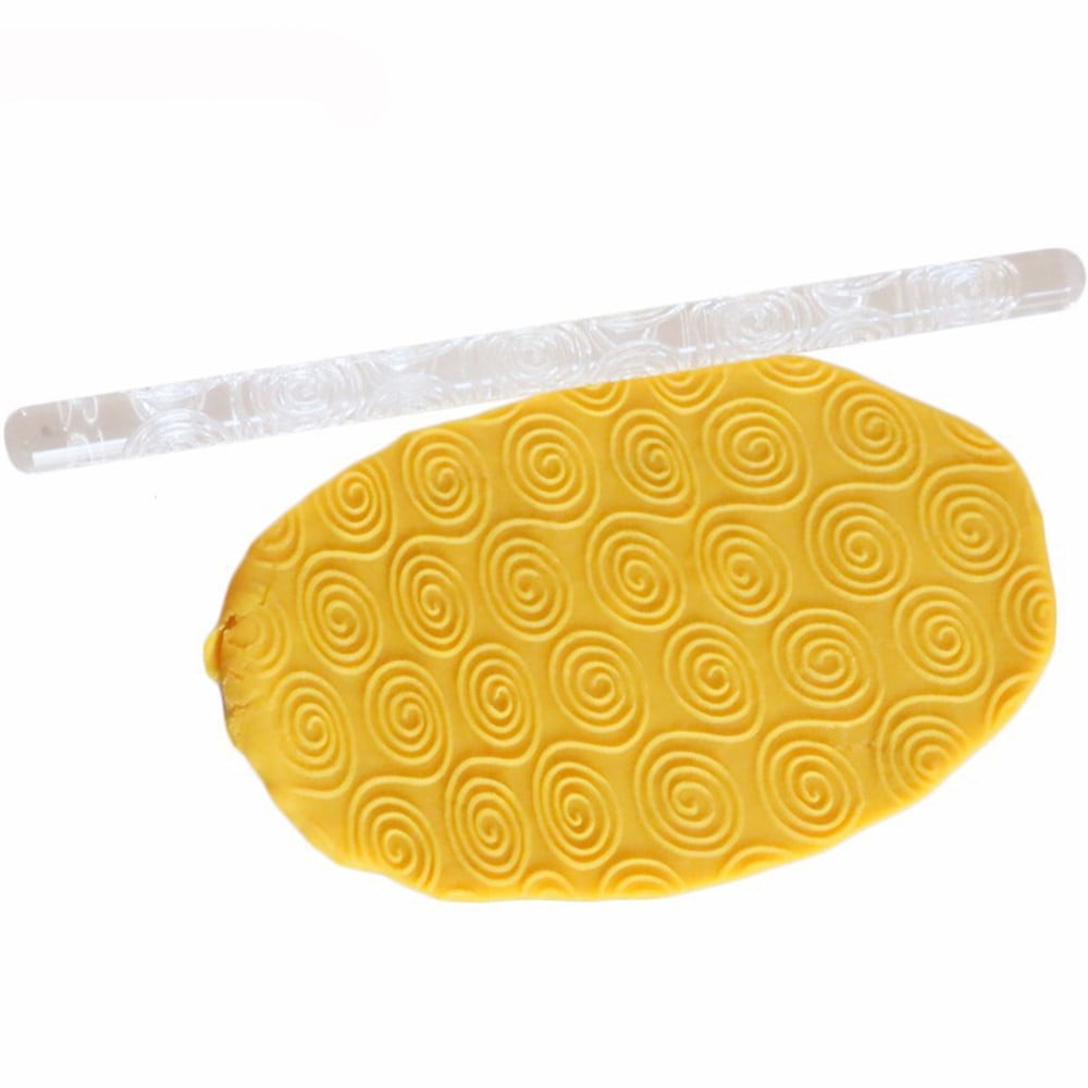 Embossing Acrylic Rolling Pin Fondant Sugar Craft Cake Baking