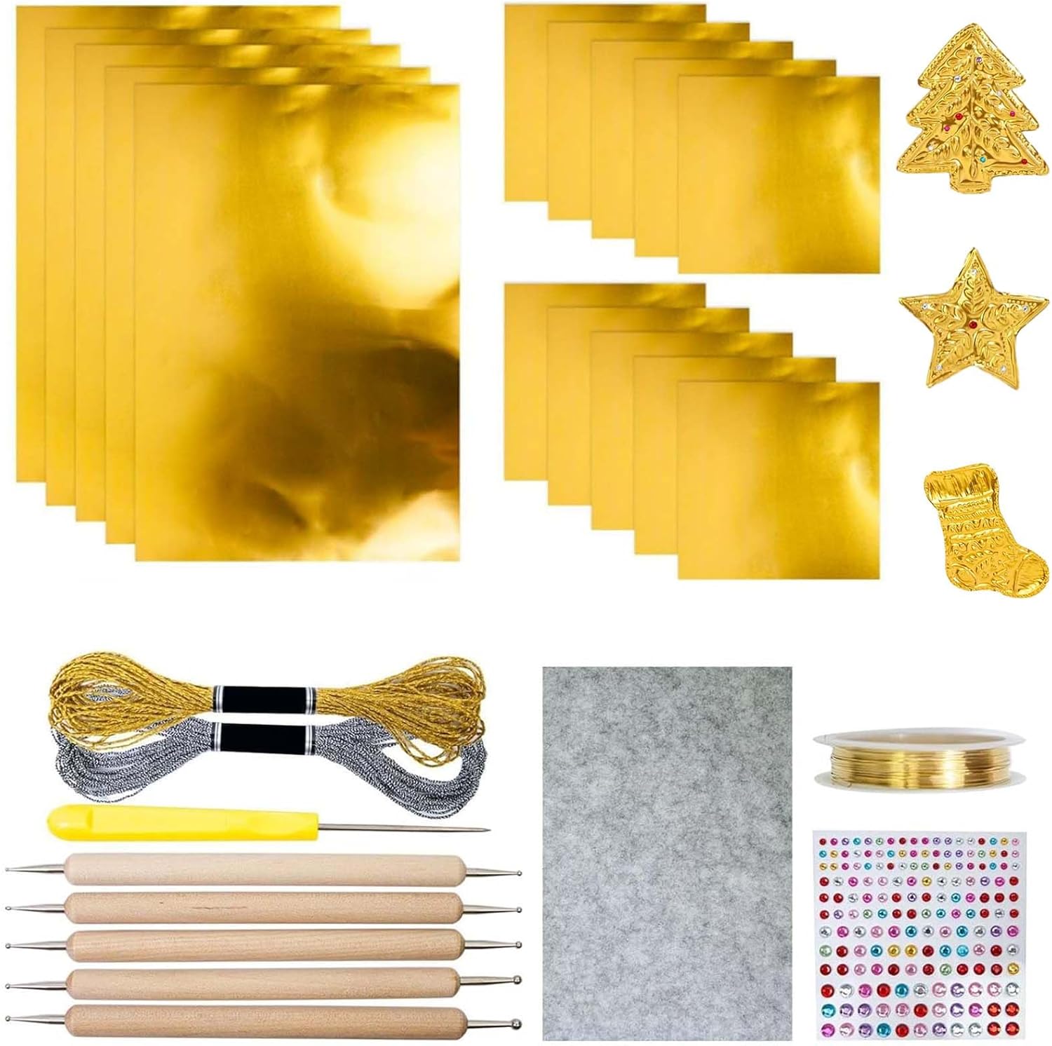 Embossing Foil, 15 Pack Metal Embossing Foil Sheets, 0.07mm Thick Gold ...