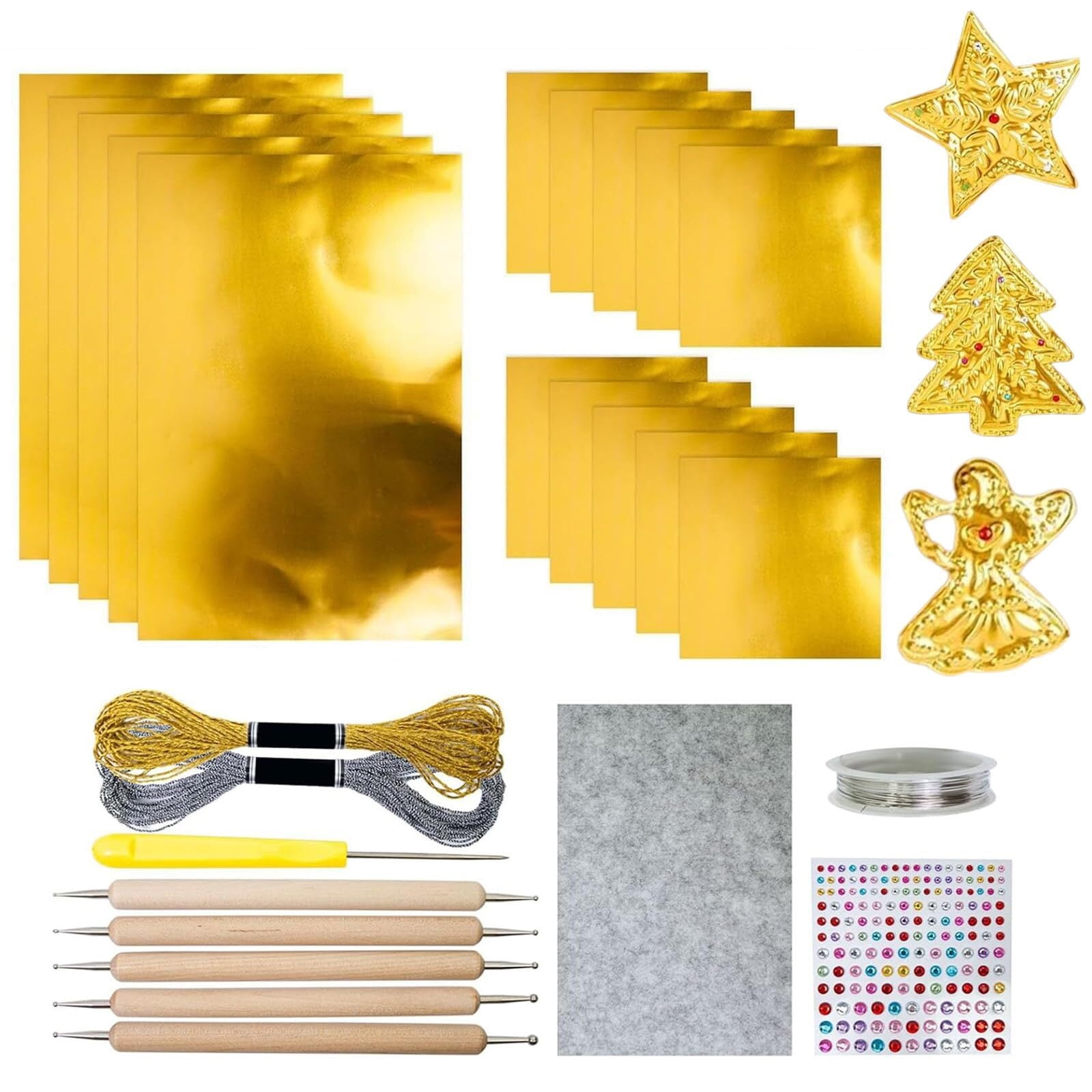 Embossing Foil Gold/Silve Sheets Crafting Paper Tin Metal Art Kit Tools ...