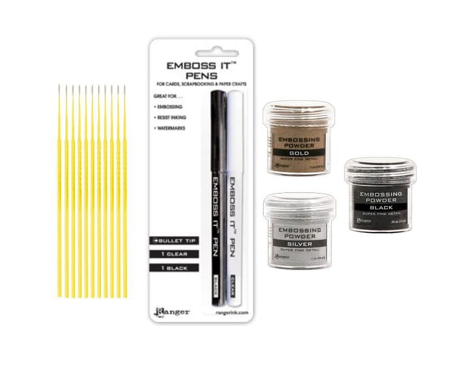 Embossing Kit Bundle - Silver, Gold and Black Embossing Powders with ...