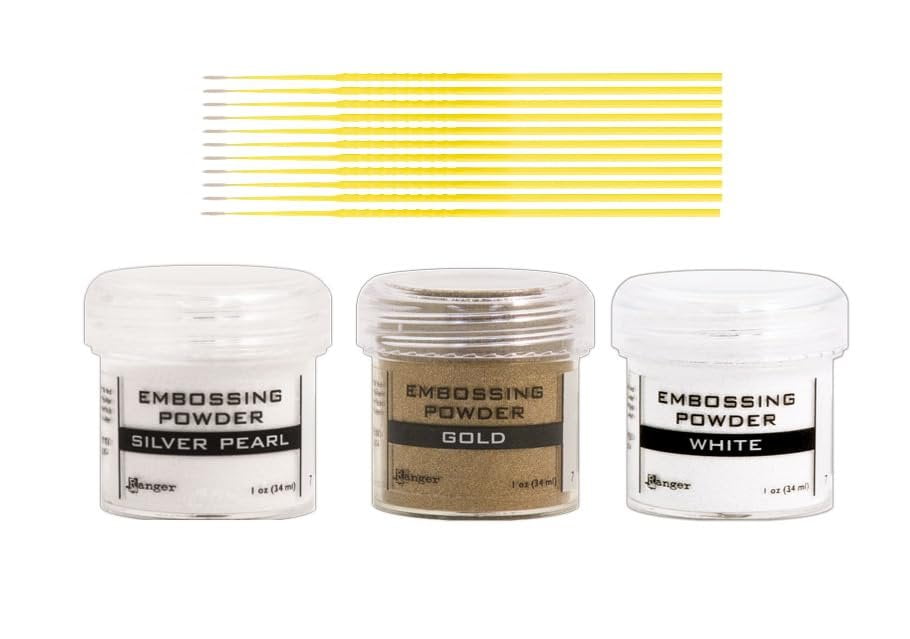 Ranger Embossing Powder Bundle - Gold, White, and Silver Pearl, 1 oz ...