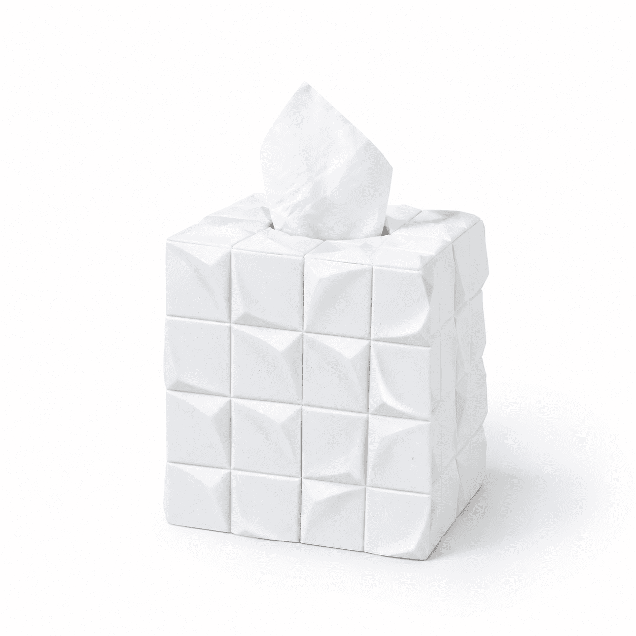Embossment White Square Facial Tissue Box Cover for Vanity, Bedroom ...