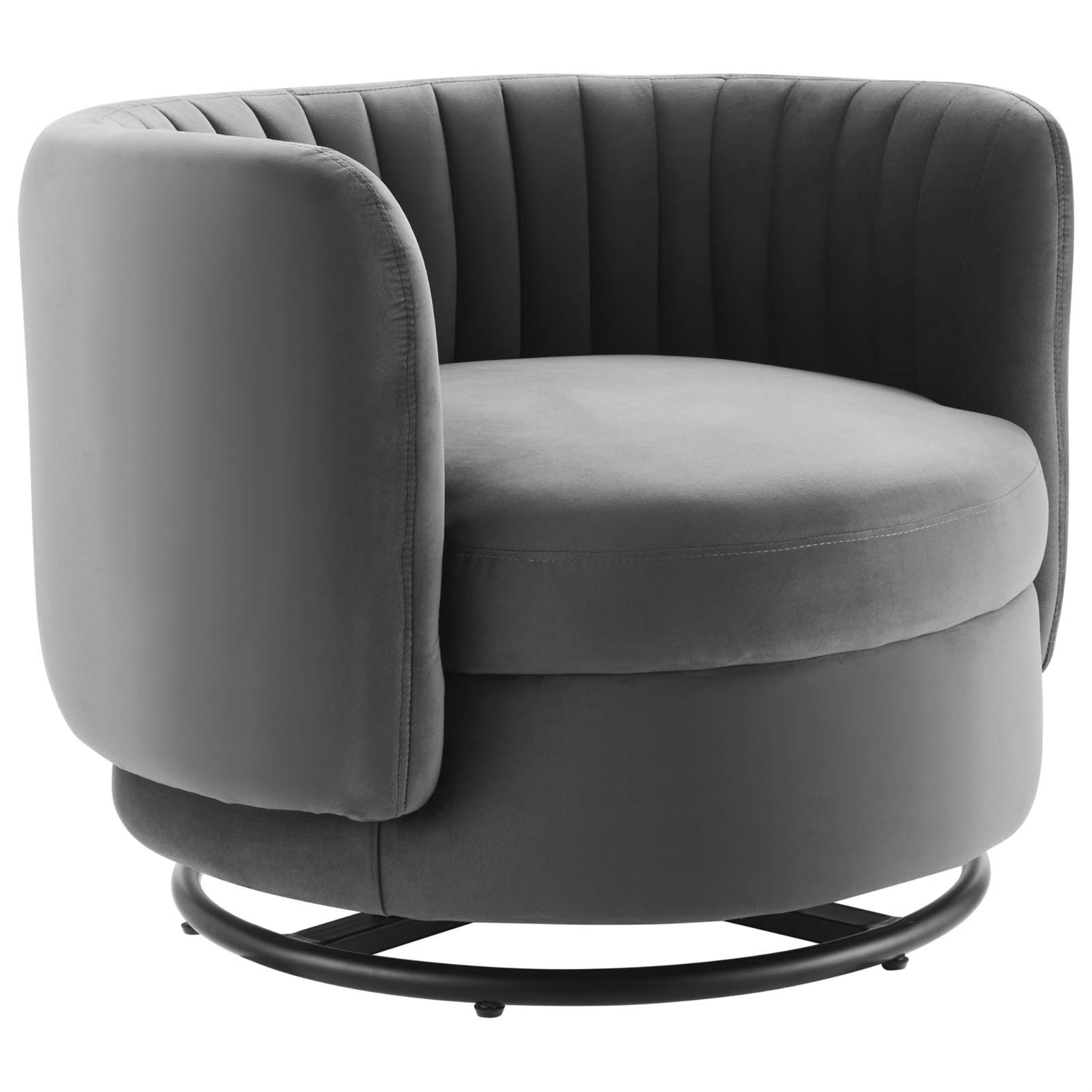 Embrace Channel Tufted Velvet Swivel Chair - Luxurious, Vintage Modern ...