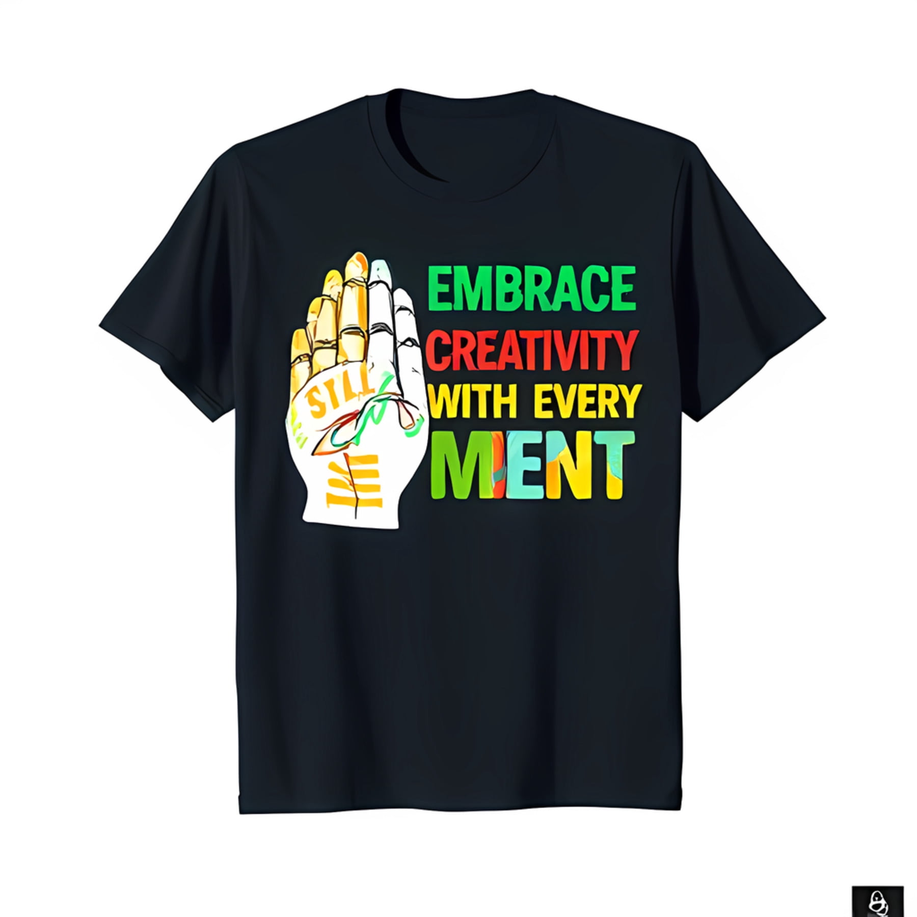 Embrace Creativity Black T-Shirt Bold Colorful & Hands Design - Walmart.com