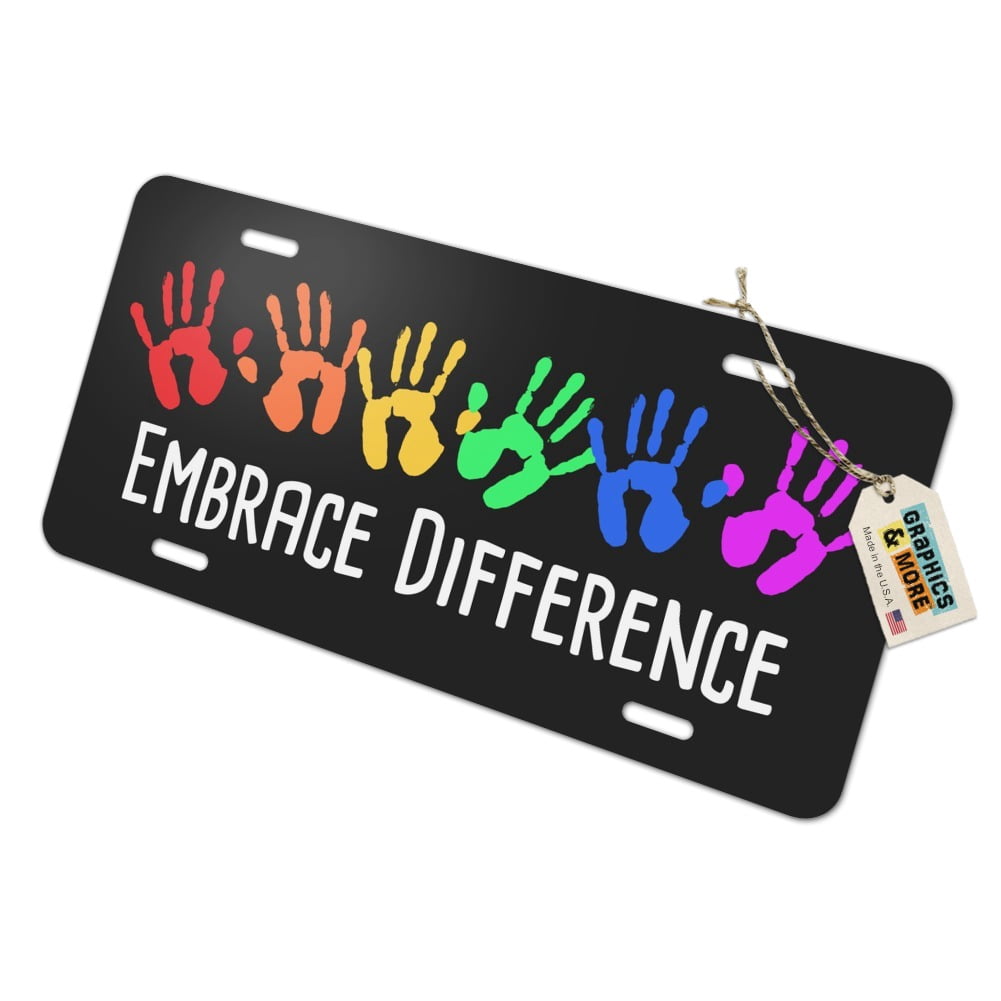 Embrace Difference Autism Hand Prints Novelty Metal Vanity Tag License ...