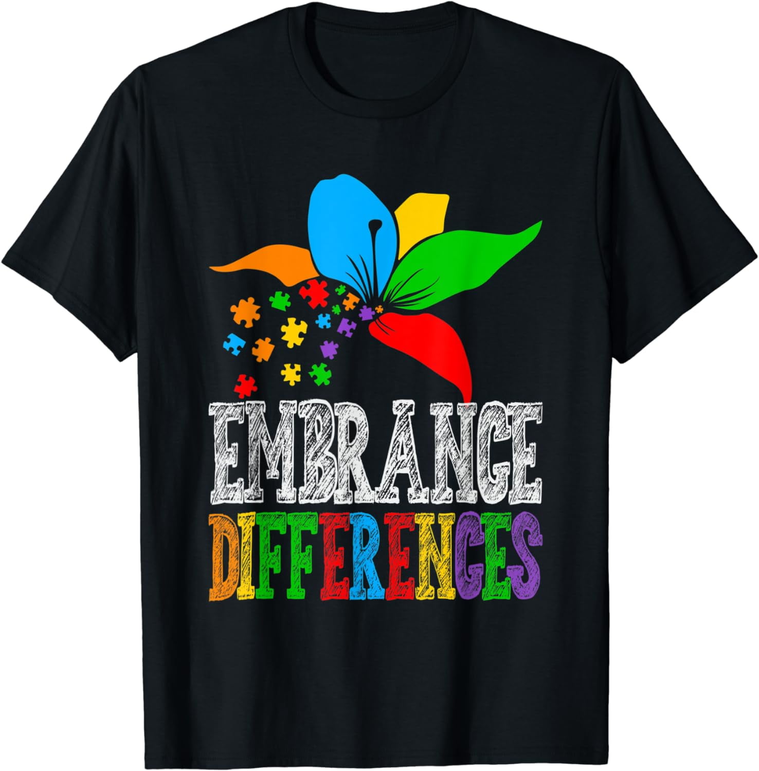Embrace Differences | ADHD Autism Dyslexia T-Shirt - Walmart.com