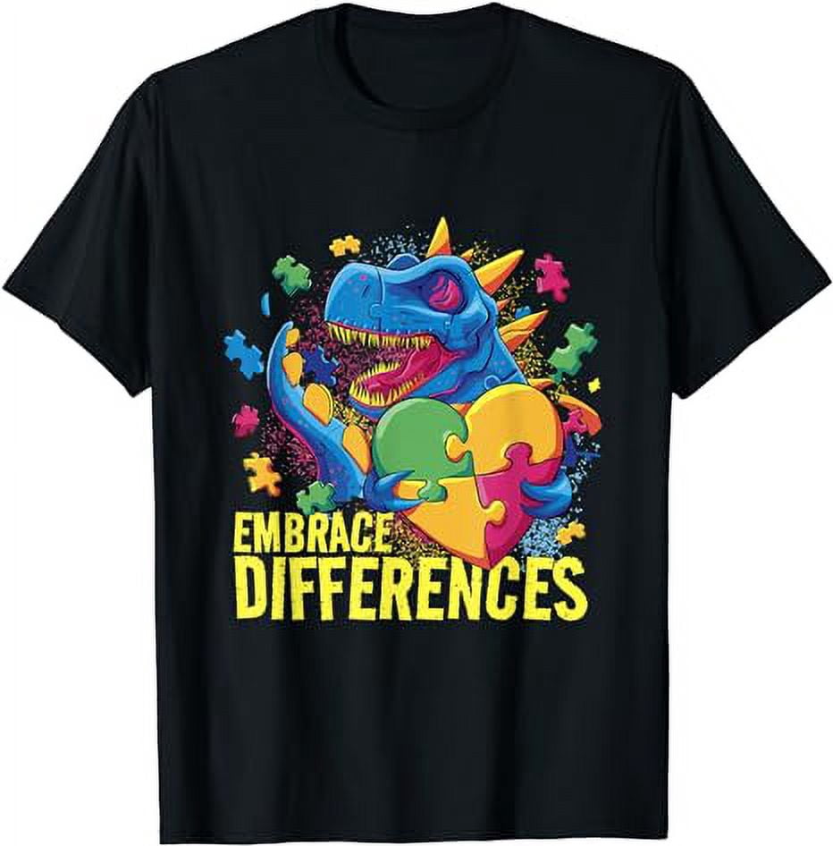 Embrace Differences Multi colored T Rex Neuro Divergent T-Shirt ...
