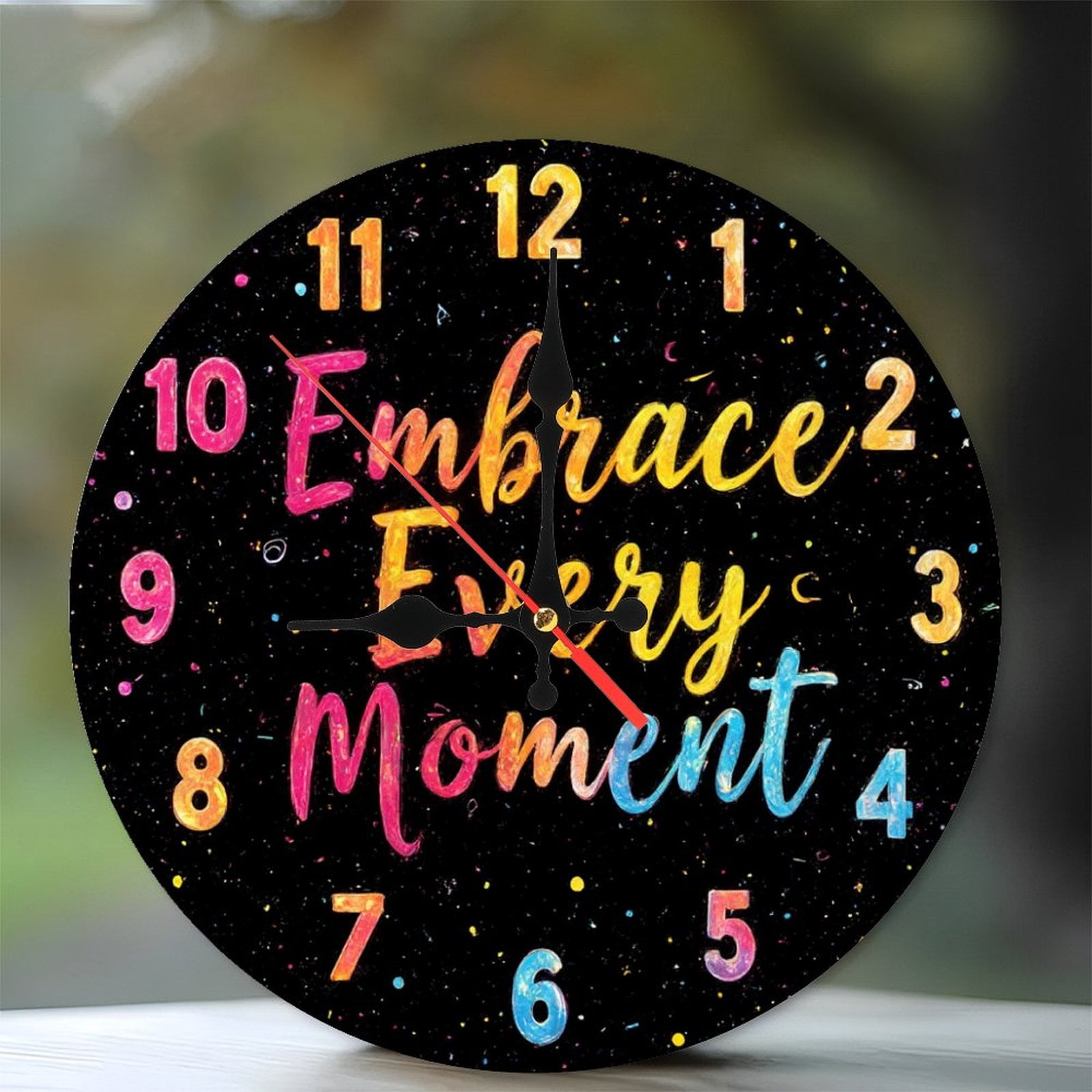 Embrace Every Moment Colorful Wall Clock Home Decor 10-Inch Silent ...