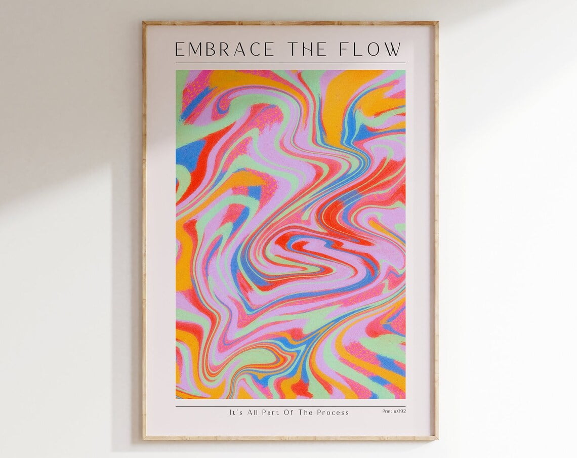 Embrace The Flow Print • Colorful Aesthetic Gradient Poster • Spiritual ...