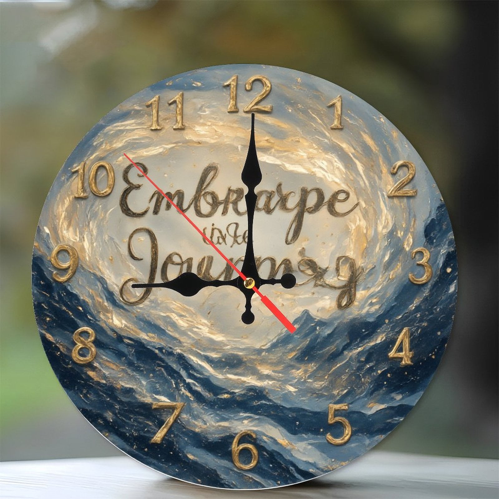 Embrace Your Journey Ocean Waves Wall Clock Home Decor 10-Inch Silent ...