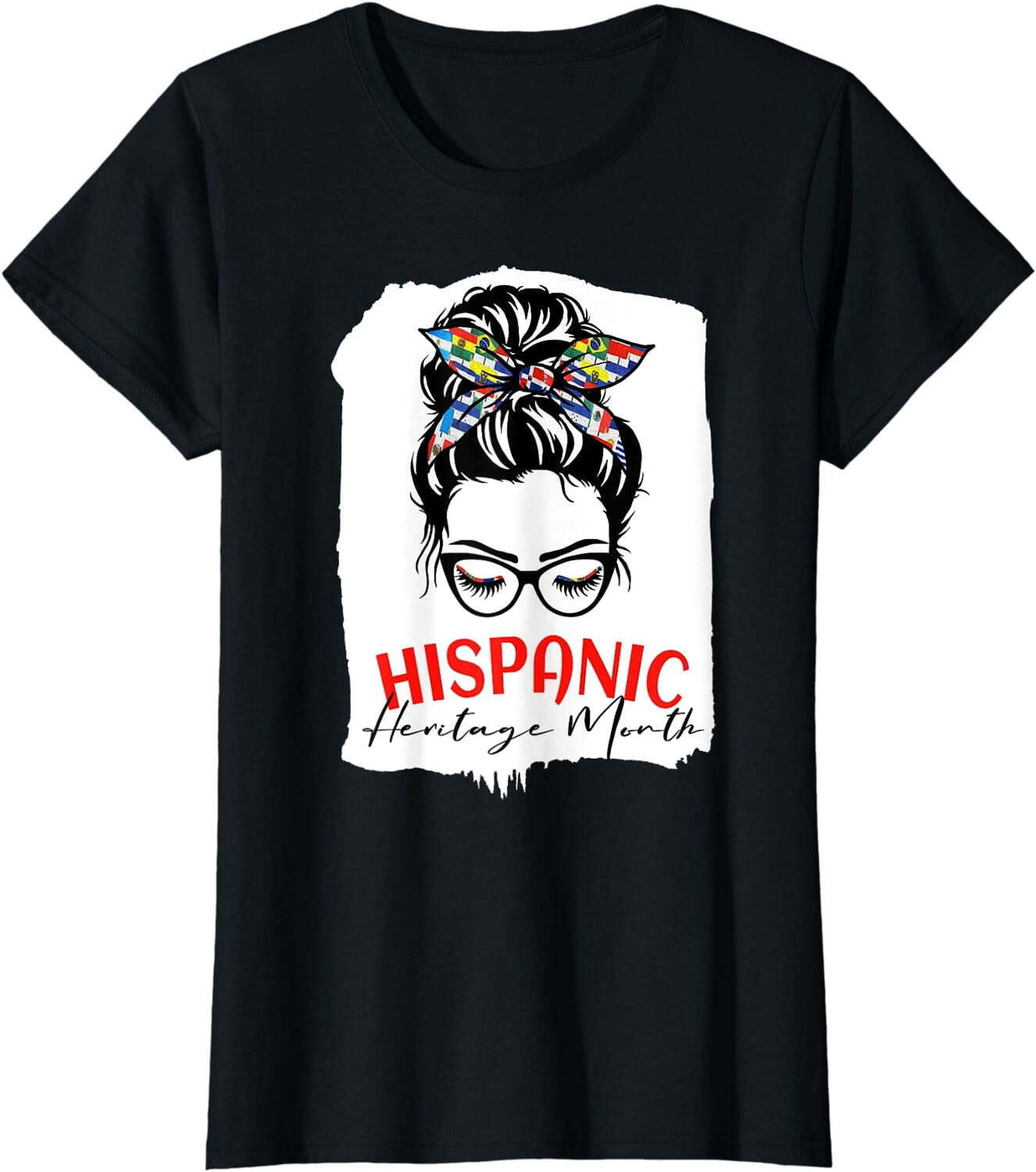 Embrace Latina Culture with our Vibrant Messy Bun Tee for Hispanic ...