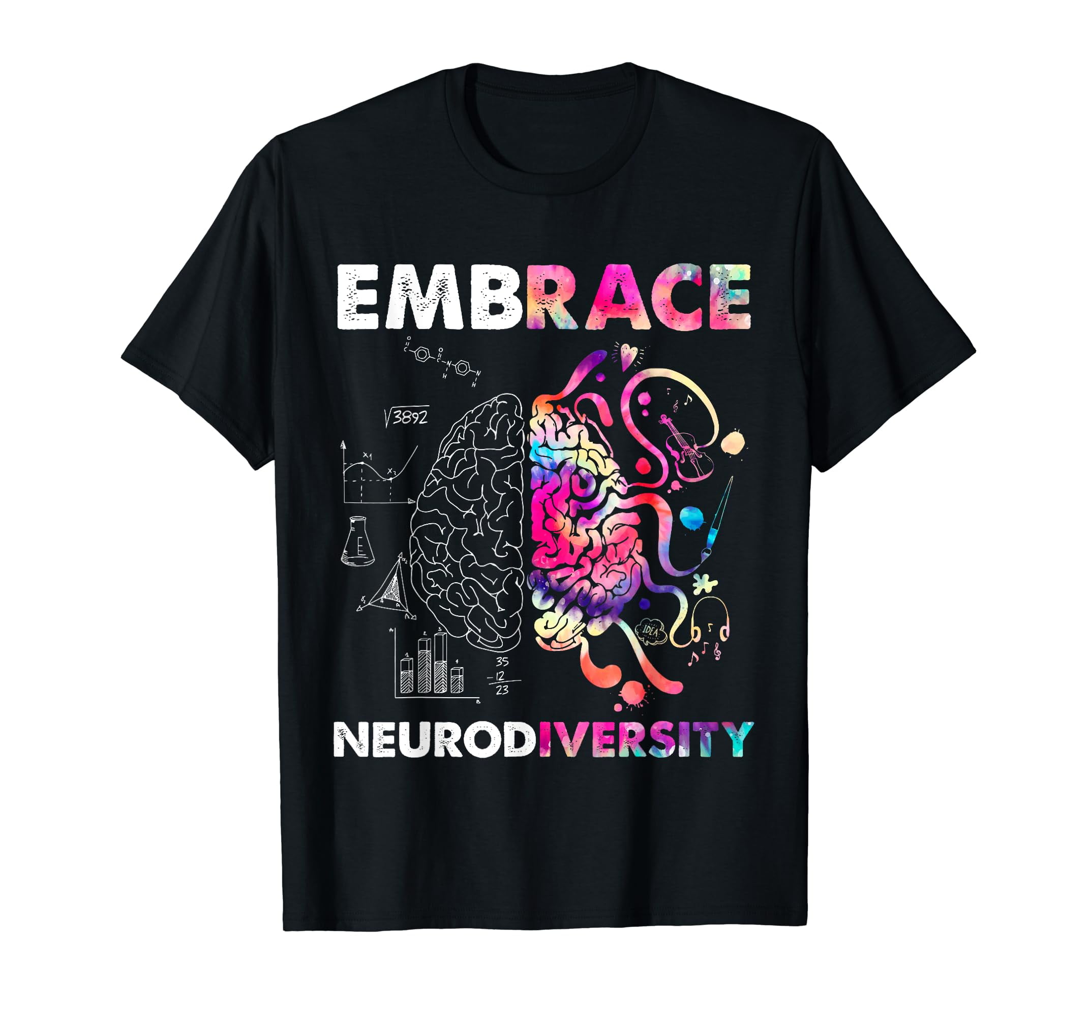 Embrace Neurodiversity Brain Embrace ADHD Autism ASD Tie Dye T-Shirt ...