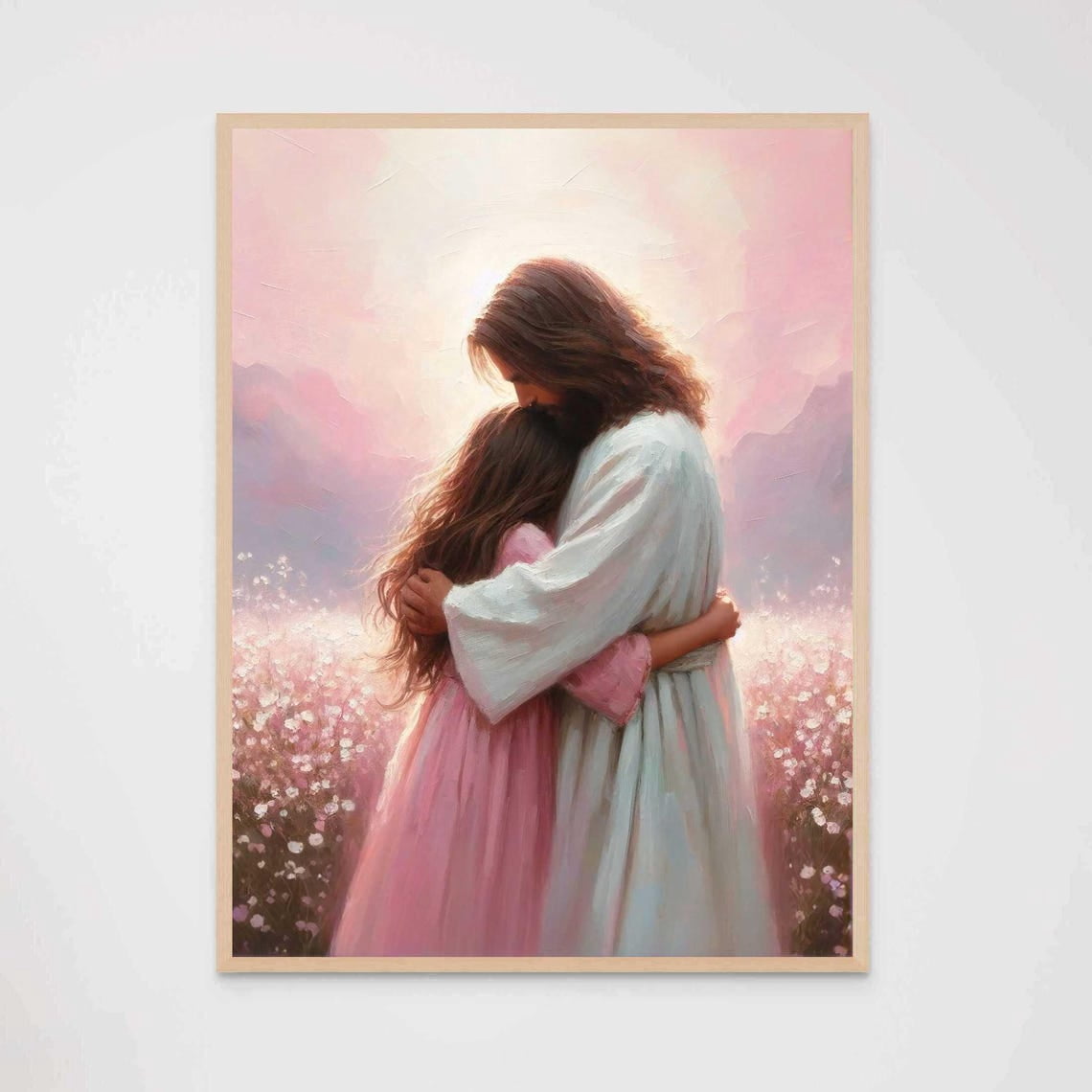 Embrace Of Faith Christian Christ With Picture Hugging Girl Bible Art ...