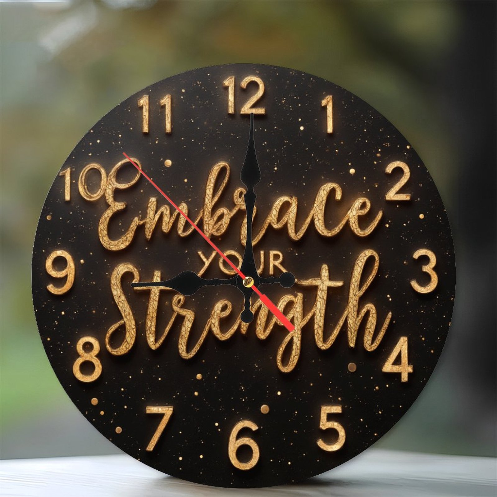 Embrace Your Strength Motivational Wall Clock Gold Decor 10-Inch Silent ...