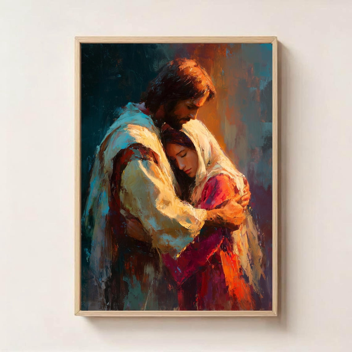 Embrace of Grace Jesus Holding in Compassion Religious Wall Art ...