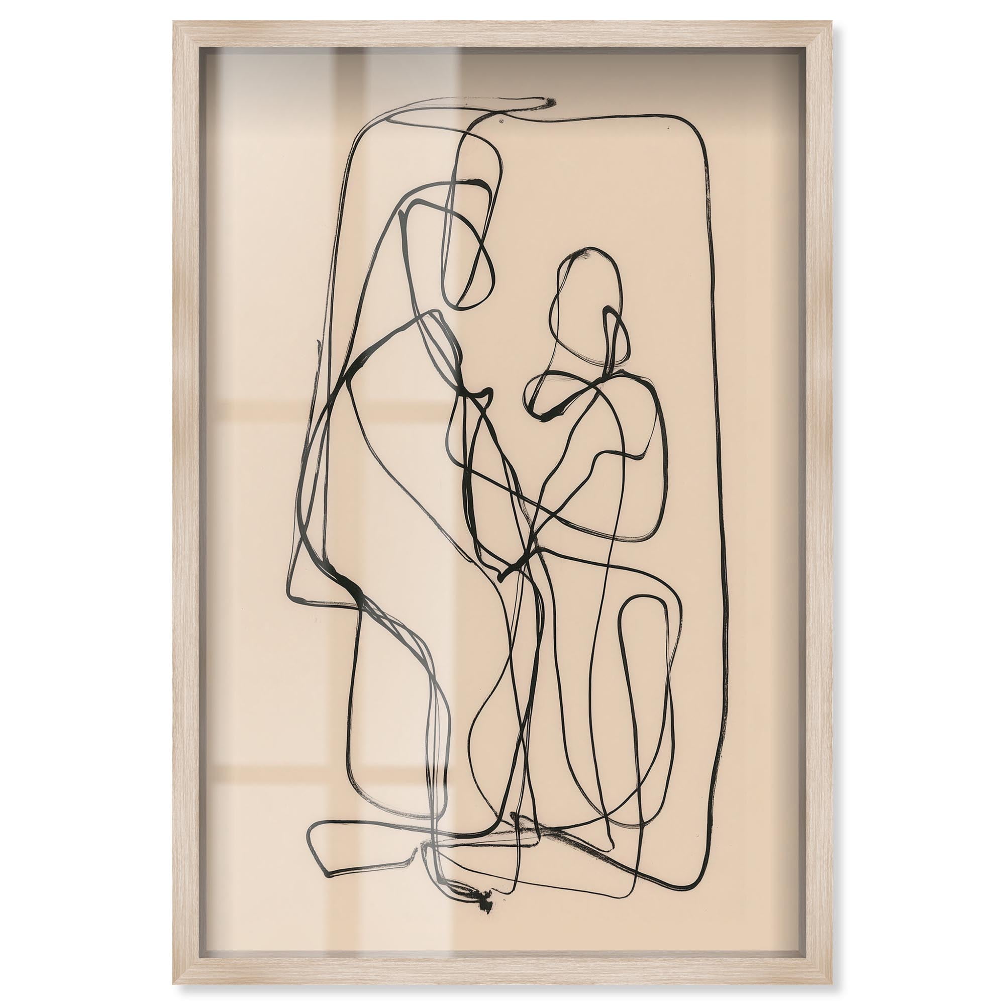 Embrace of Lines II Shadowbox Print Line Wall Decor by Art Remedy, Blonde Frame, 24 x 36 ...