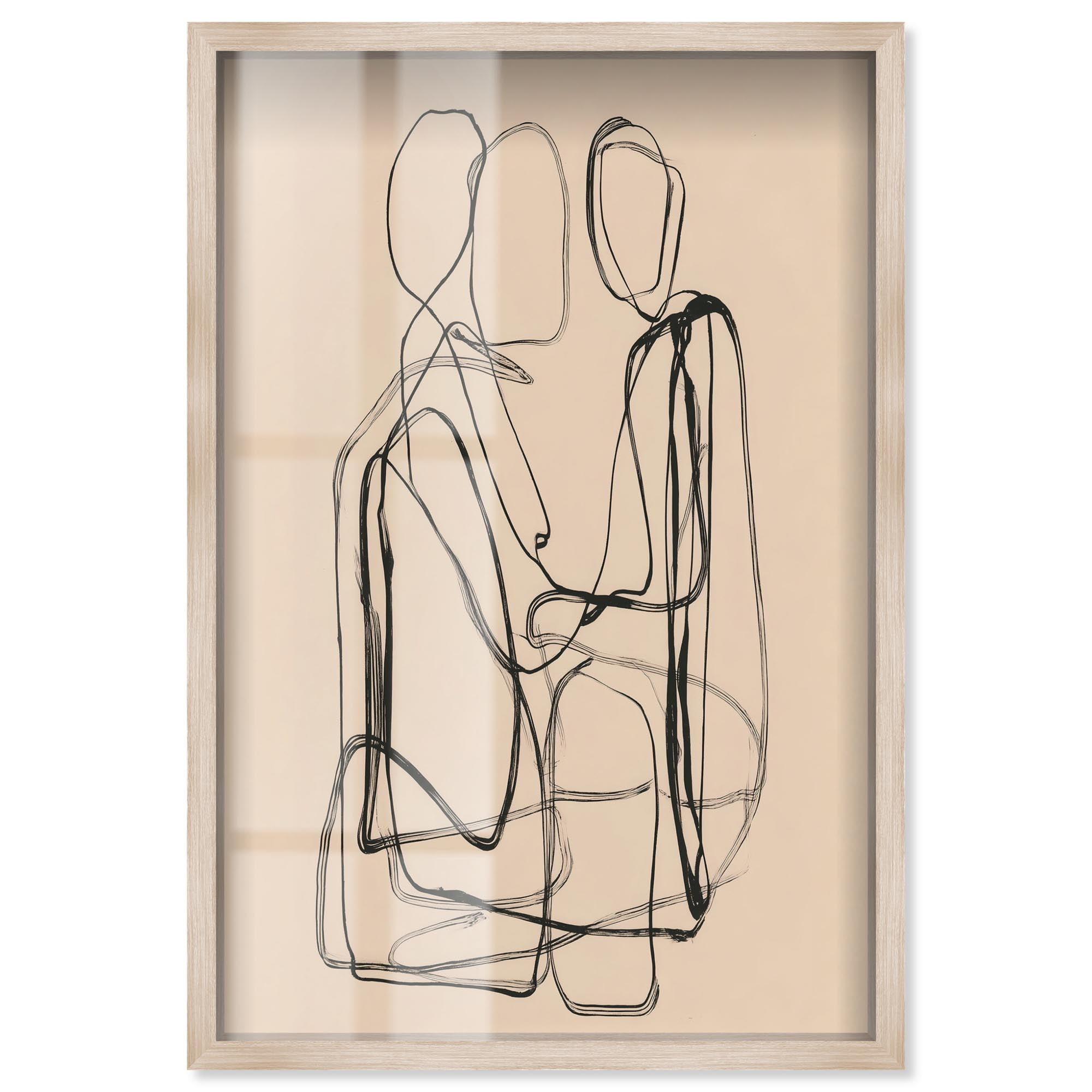 Embrace of Lines III Shadowbox Print Line Wall Decor by Art Remedy, Blonde Frame, 20 x 30 ...