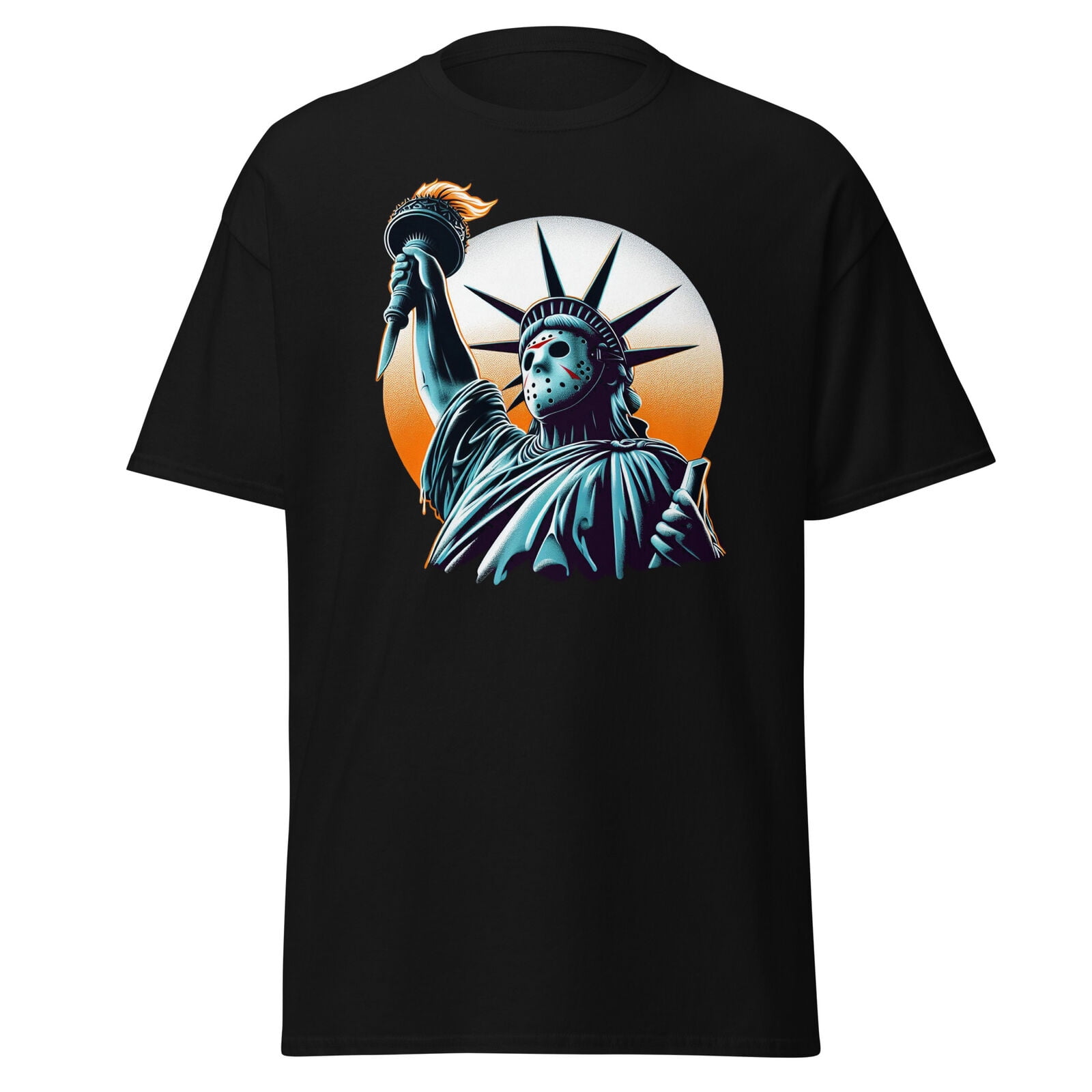 Embrace the Horror with Our Jason Voorhees Statue of Liberty T-Shirt ...