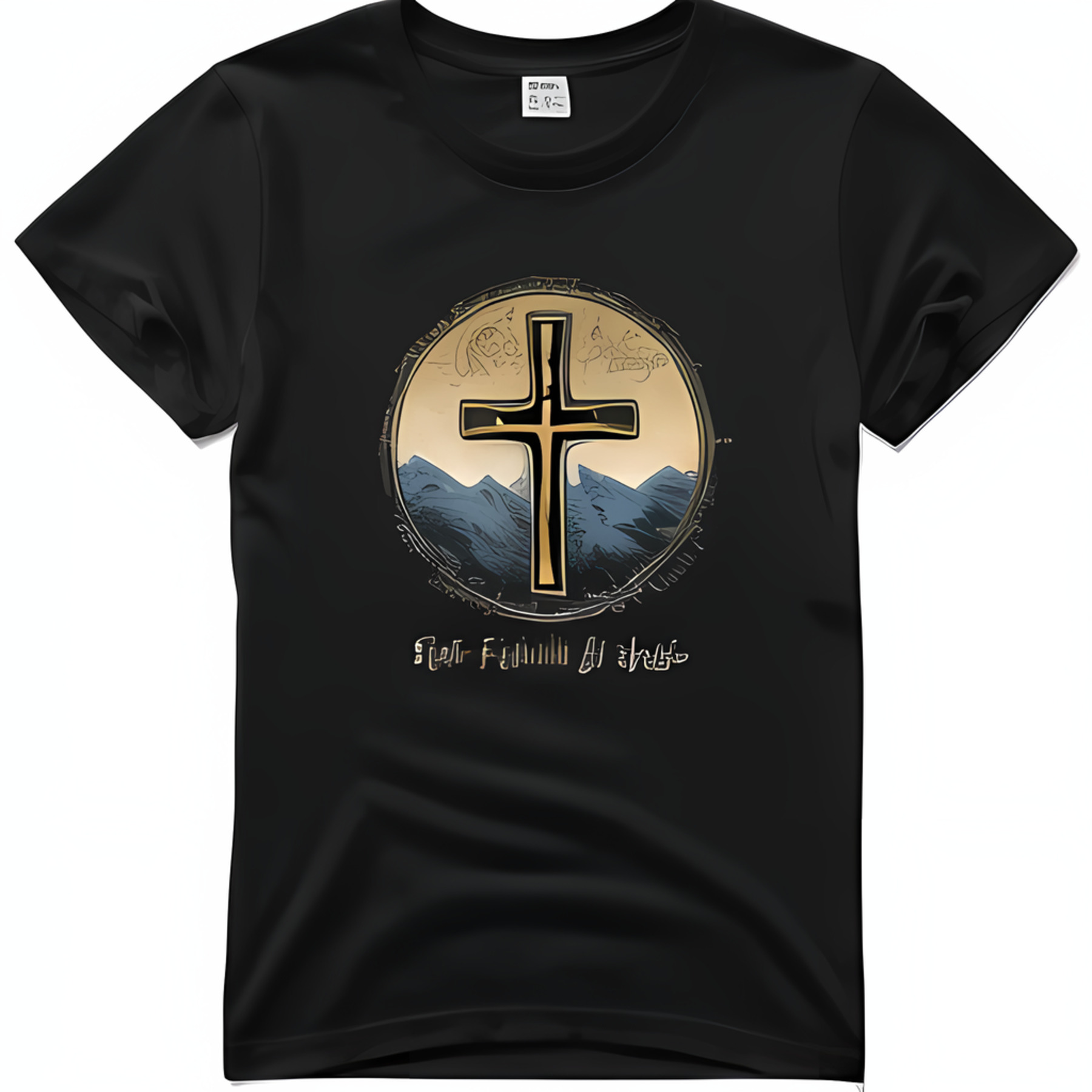 Embrace the : The Cross of on Black T-Shirt with Majestic Mountain ...