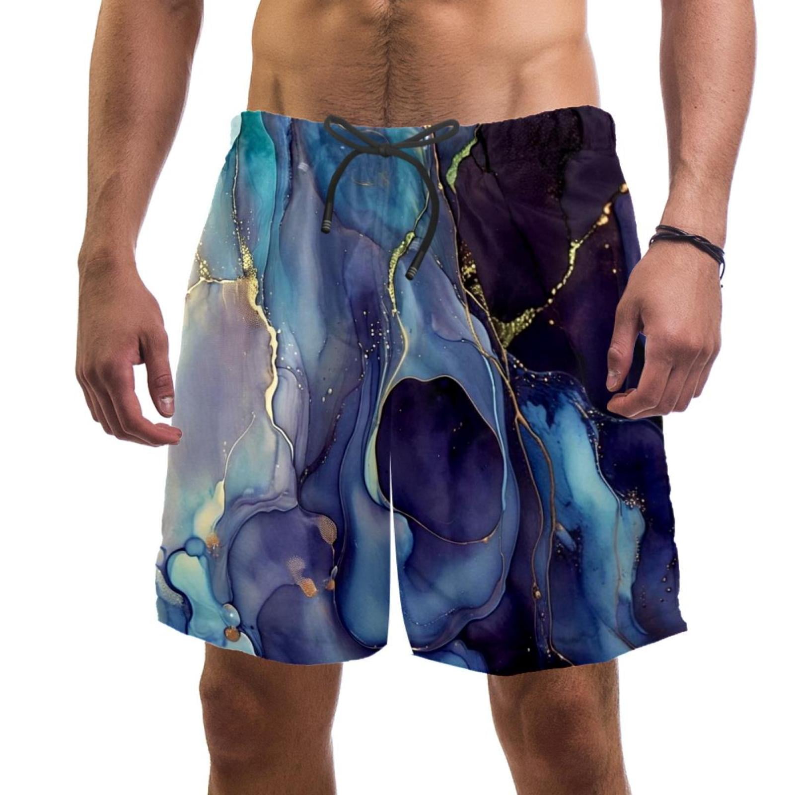Embrace the Waves in our Men's Colored Marble Swim Trunks - Quick Dry ...