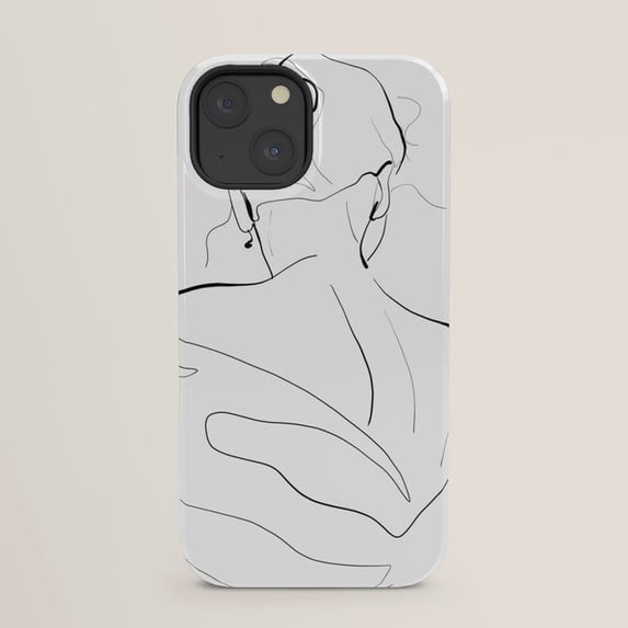Embracing Couple Black Line Art Tough Case for Apple iPhone ...