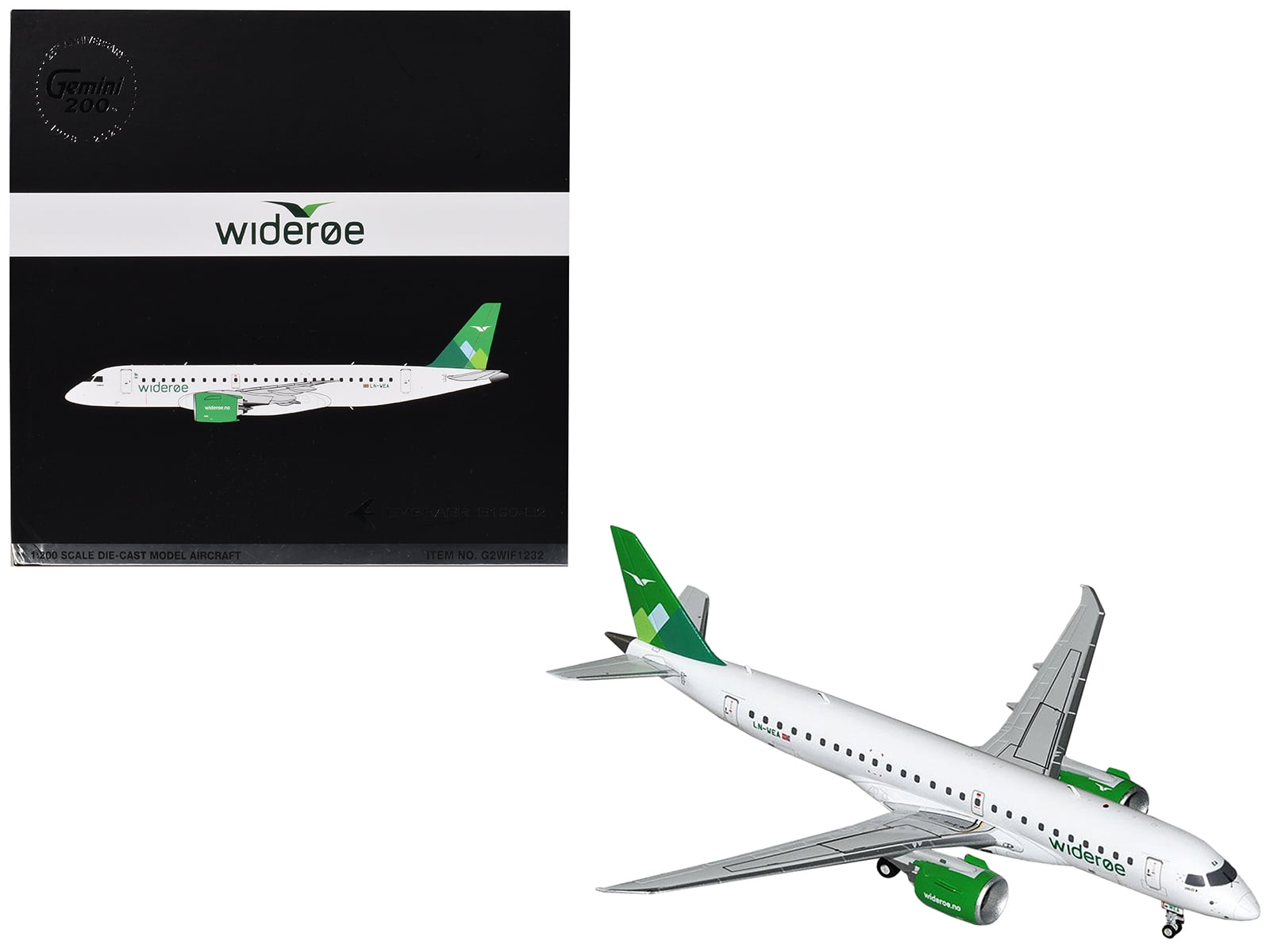 Embraer E190-E2 Commercial Aircraft "Wideroe" (LN-WEA) White with Green ...