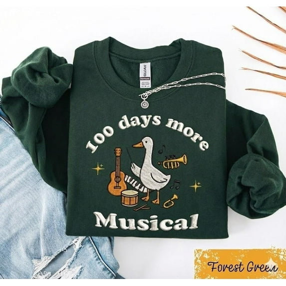 Embroidered 100 Days Of School Music Sweatshirt, 100 Days More Musical ...