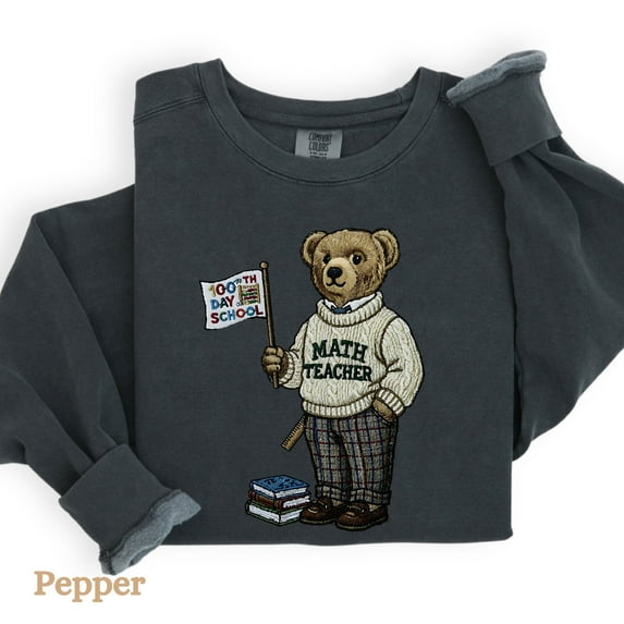 Embroidered 100 day of School Math Teacher Sweatshirt, 100 Days Math ...