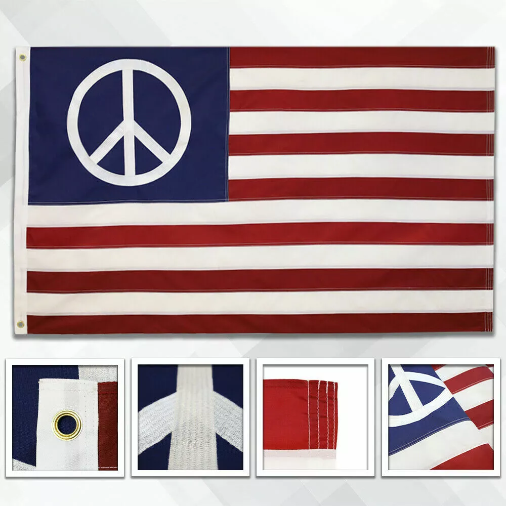 Embroidered A Peace Flag 3x5ft Embroidered American Peace 600D 2PLY ...
