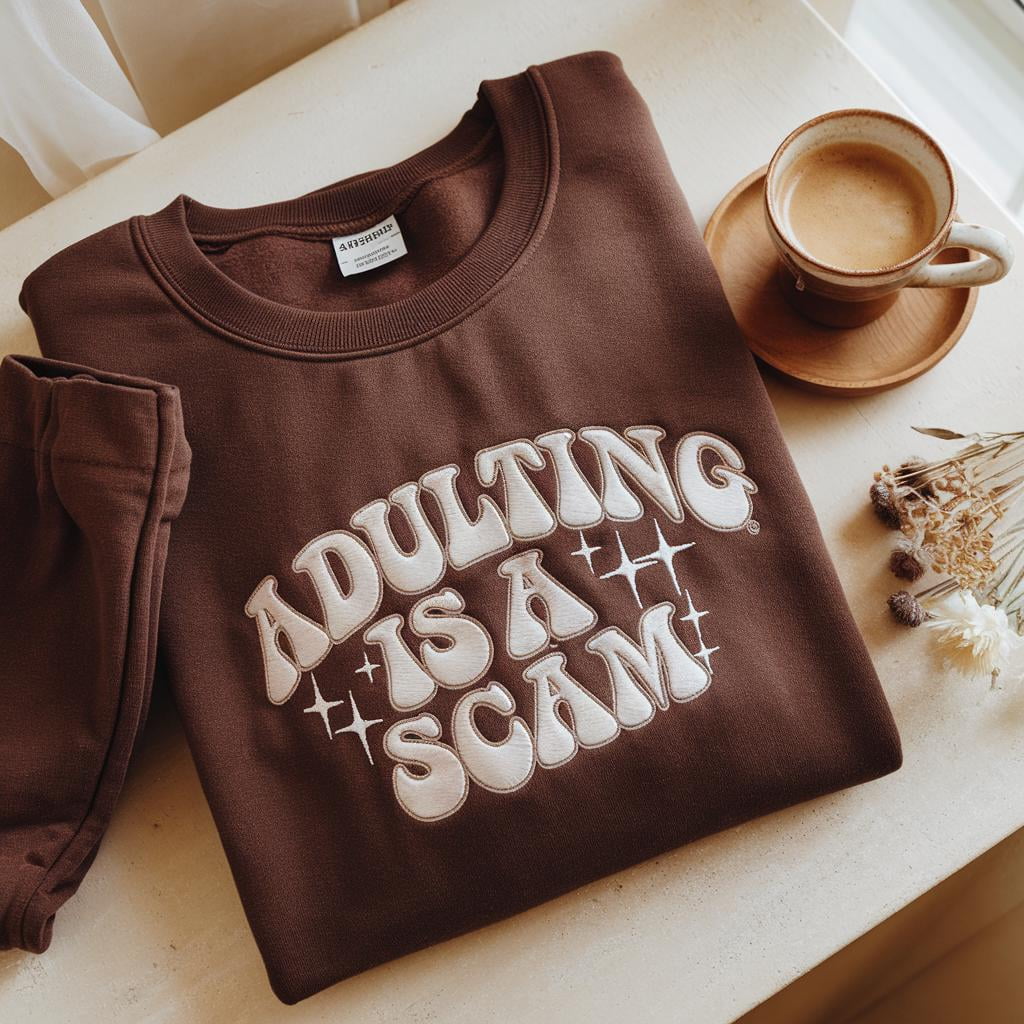 Embroidered Adulting is a Scam Sweatshirt, Funny Relatable Sarcastic ...